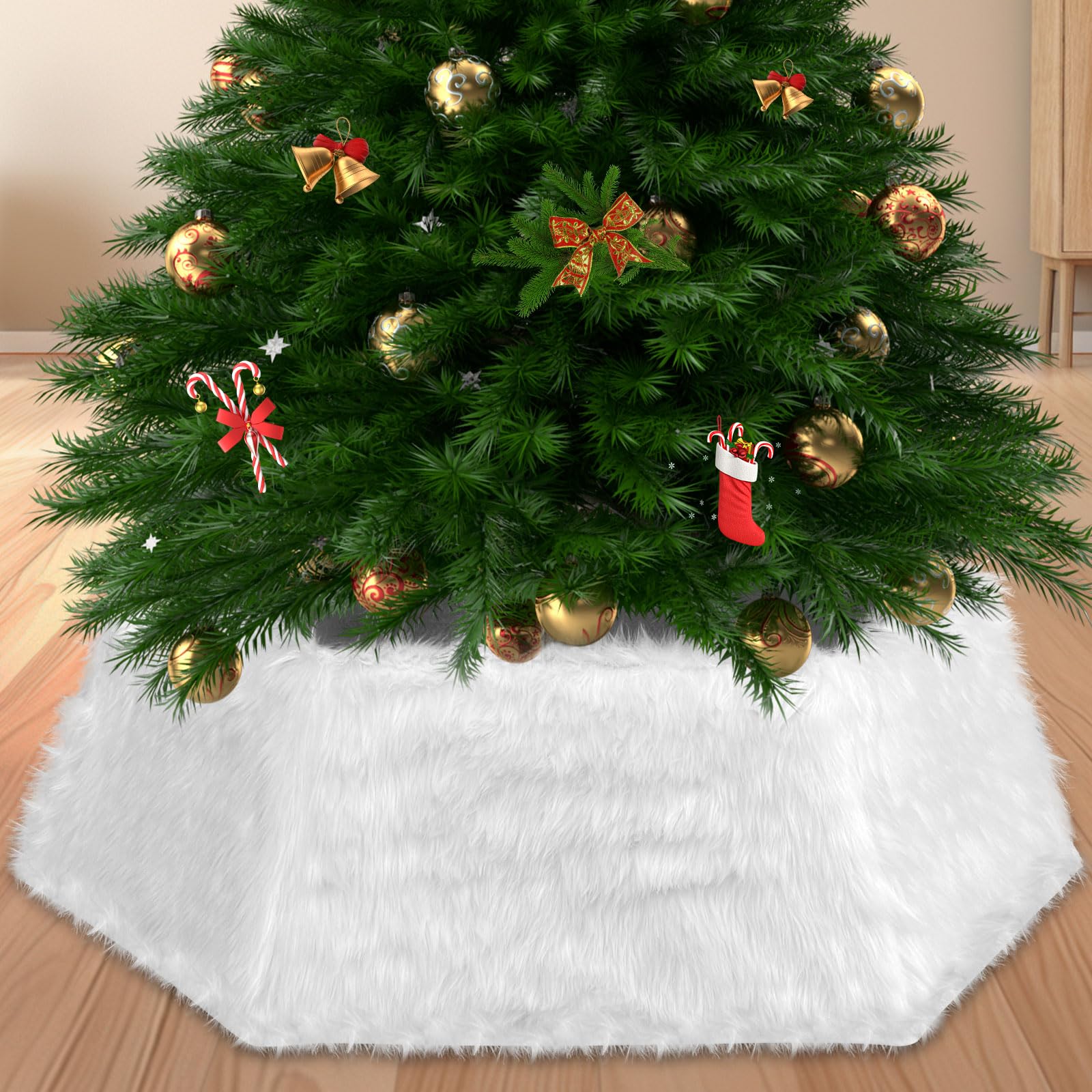 Amazon.com: YIJXPOIN 28 Inch White Soft Faux Fur Christmas Tree Collar ...