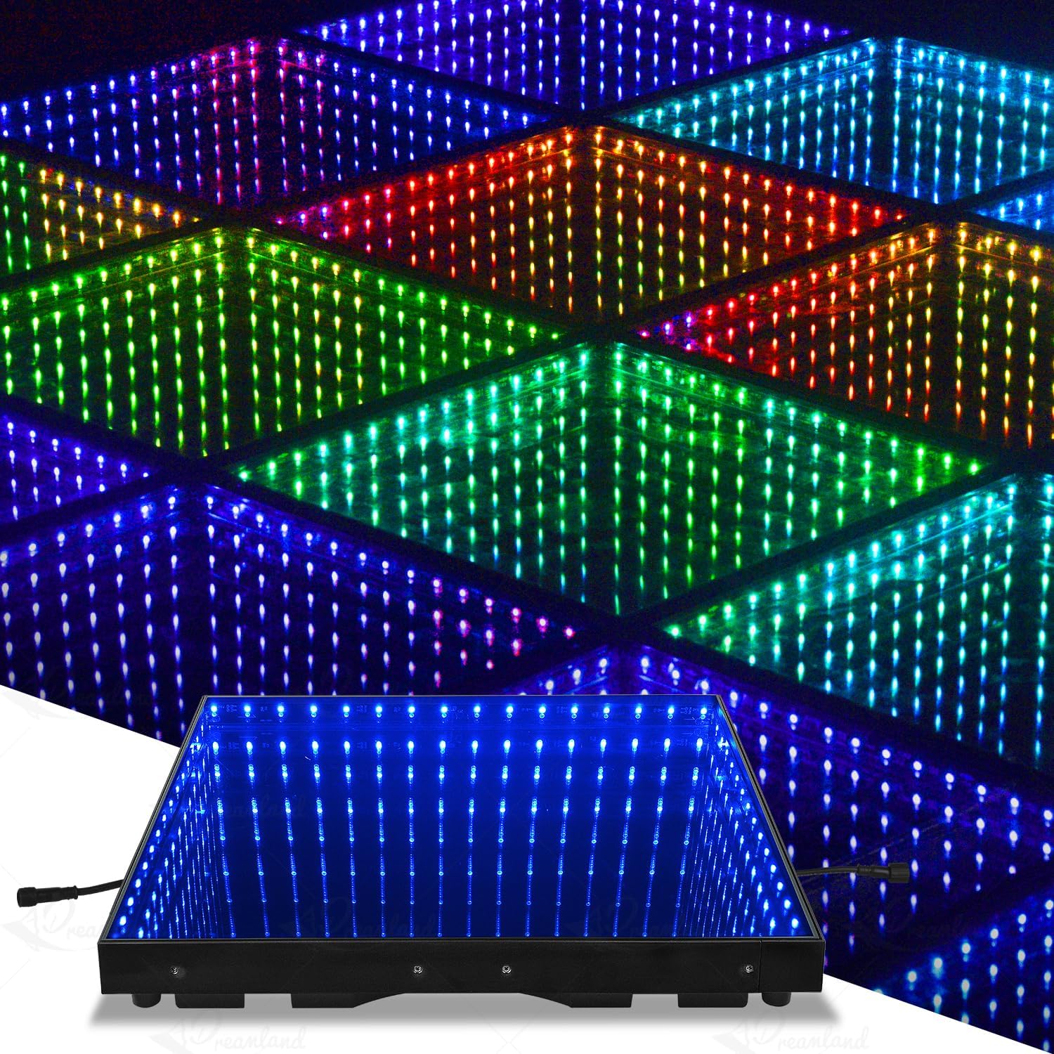 Bonvenon Dance Floor Stage Lights Tempered (8 * 8ft) Glass with Flight Case Infinity Mirror ...