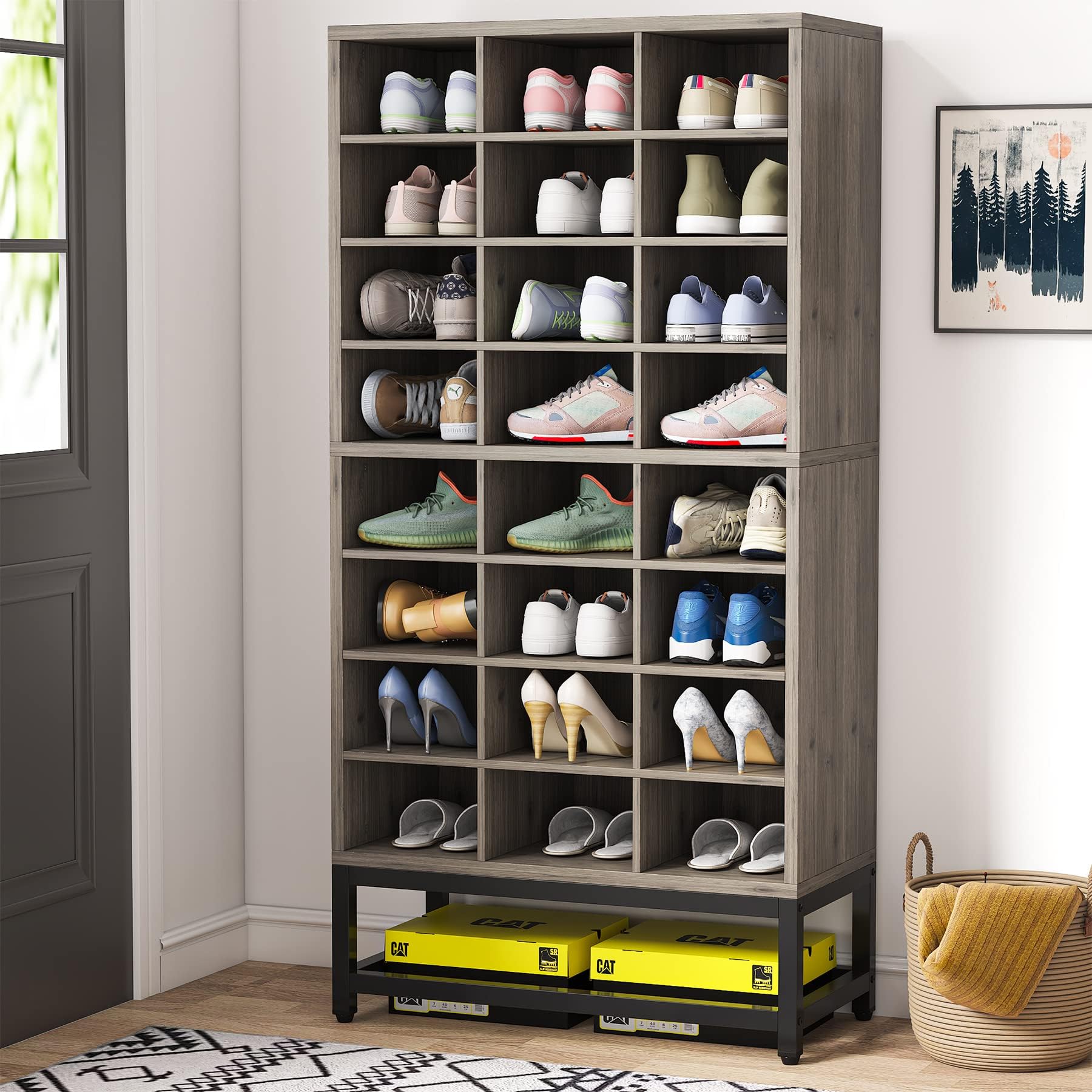 Buy Tribesigns 8-Tier Shoe Storage Cabinet, Freestanding Wooden Shoe ...