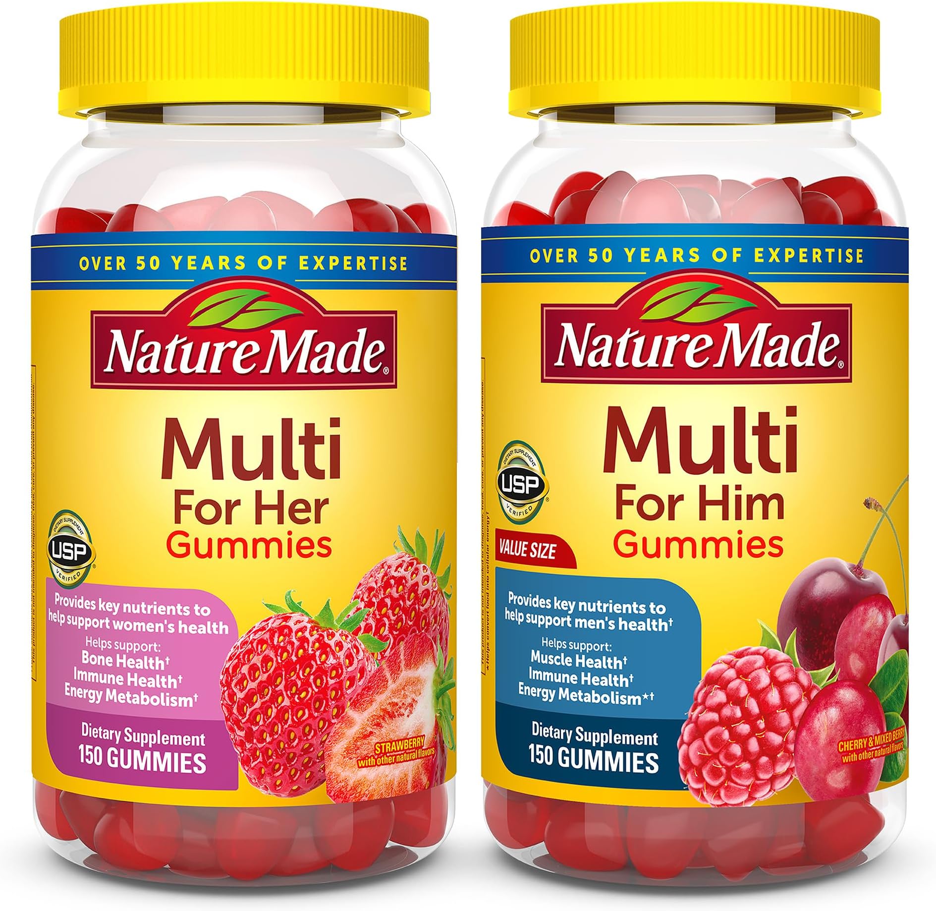 Amazon.com: Nature Made Multivitamin Gummies Combo Pack for Him & Her ...
