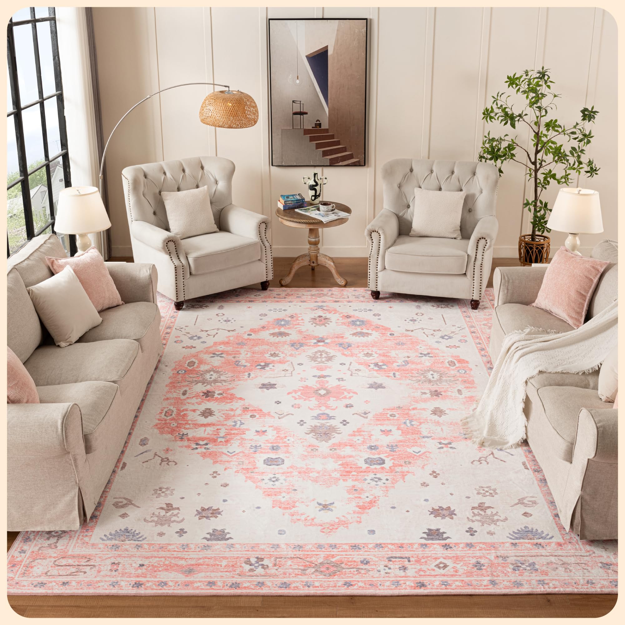 Amazon.com: Istana 9x12 Area Rug - Pink 9 x 12 Area Rugs for Living ...