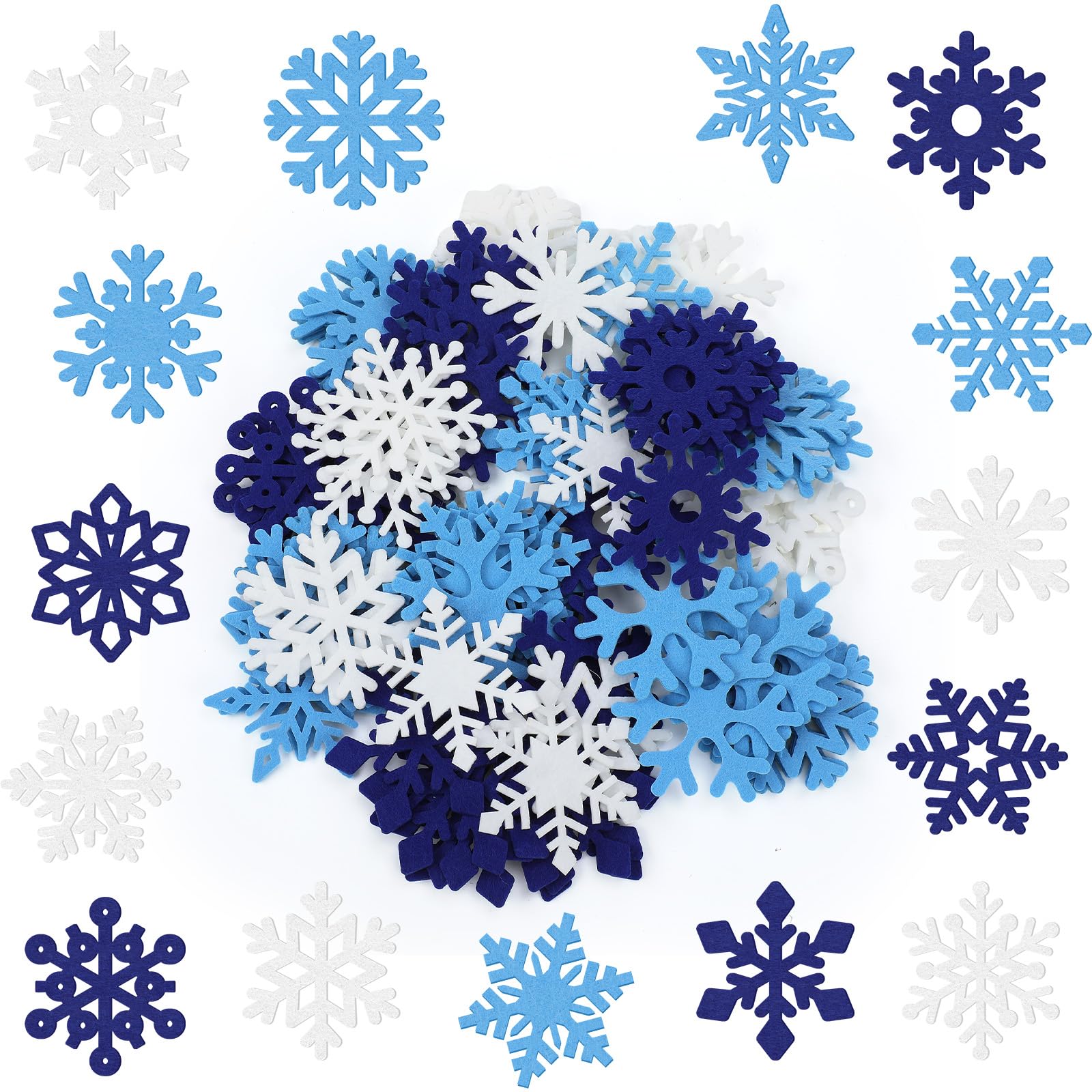 Amazon.com: Oudain 120 Pcs Winter Felt Snowflakes Laser Cutout for ...