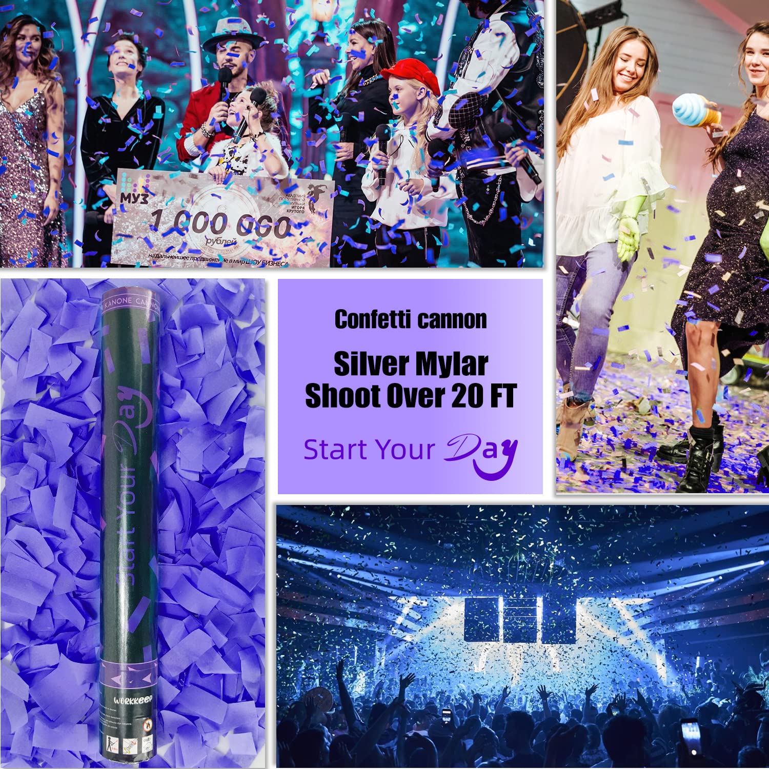 Snapklik.com : Violet Confetti Poppers, 15 Inch Purple Party Poppers ...