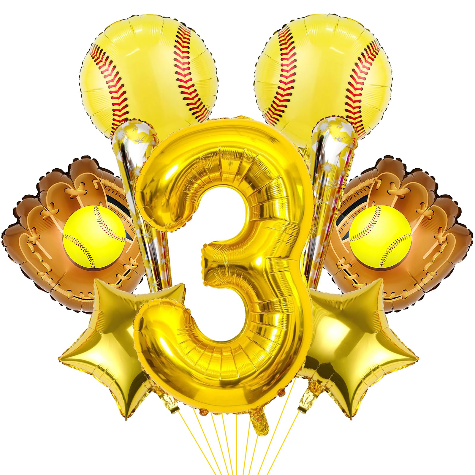 Amazon.com: 9pcs Softball Balloons, Softball Birthday Number Mylar Foil ...