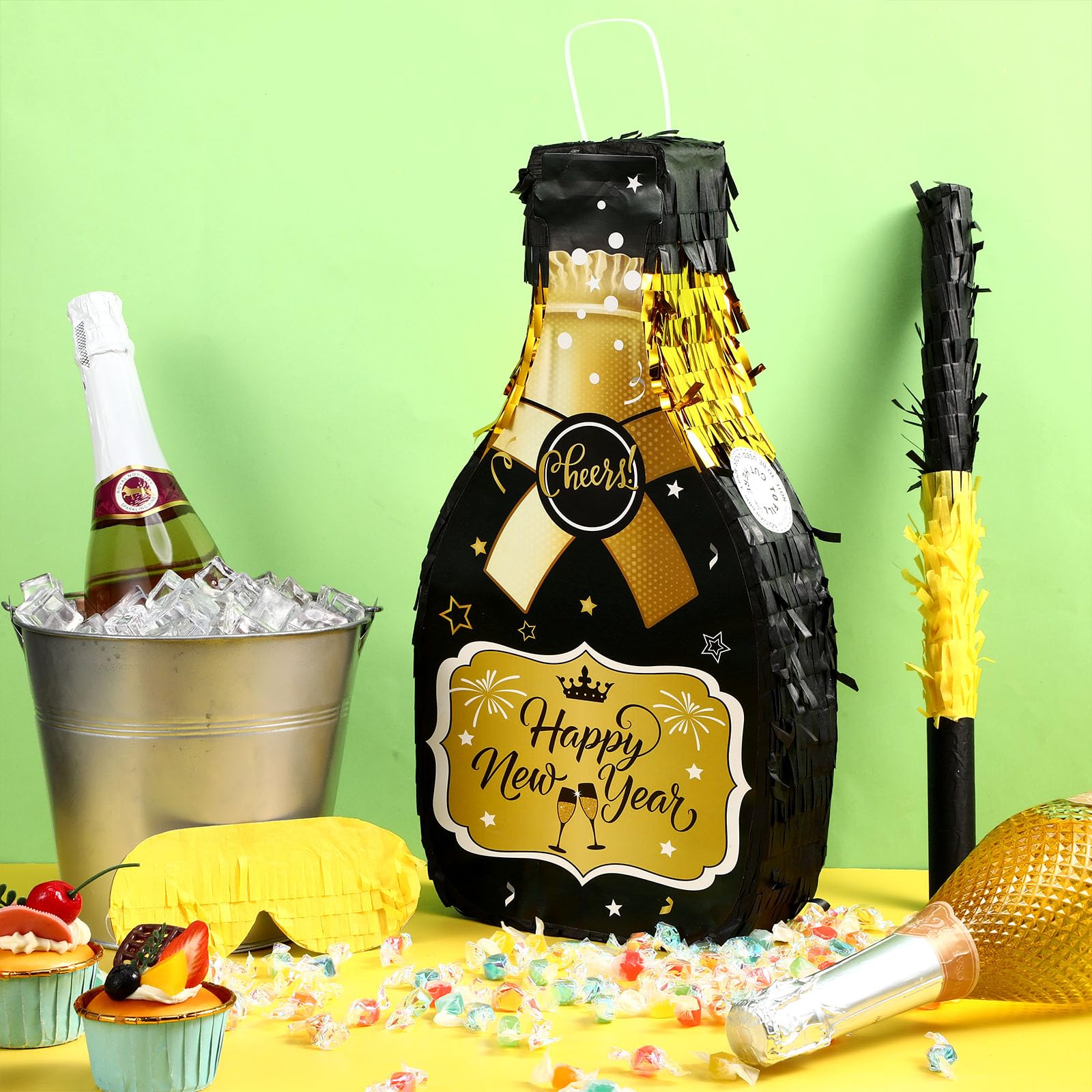 Capoda Happy New Year Champagne Pinata Set 16 x 8.3 x 3 Inches Small ...