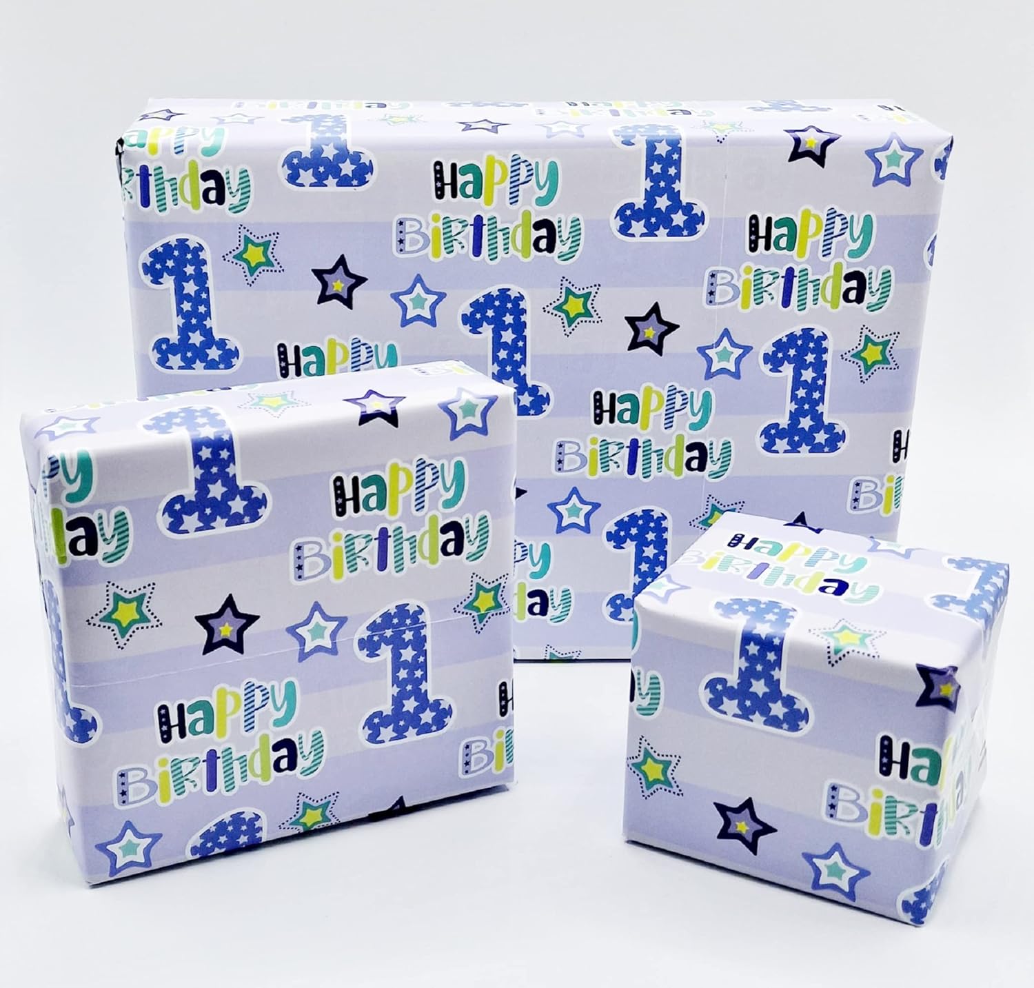 2 Sheets 1st Birthday Boy Wrapping Paper Age 1 Cute Birthday Giftwrap ...