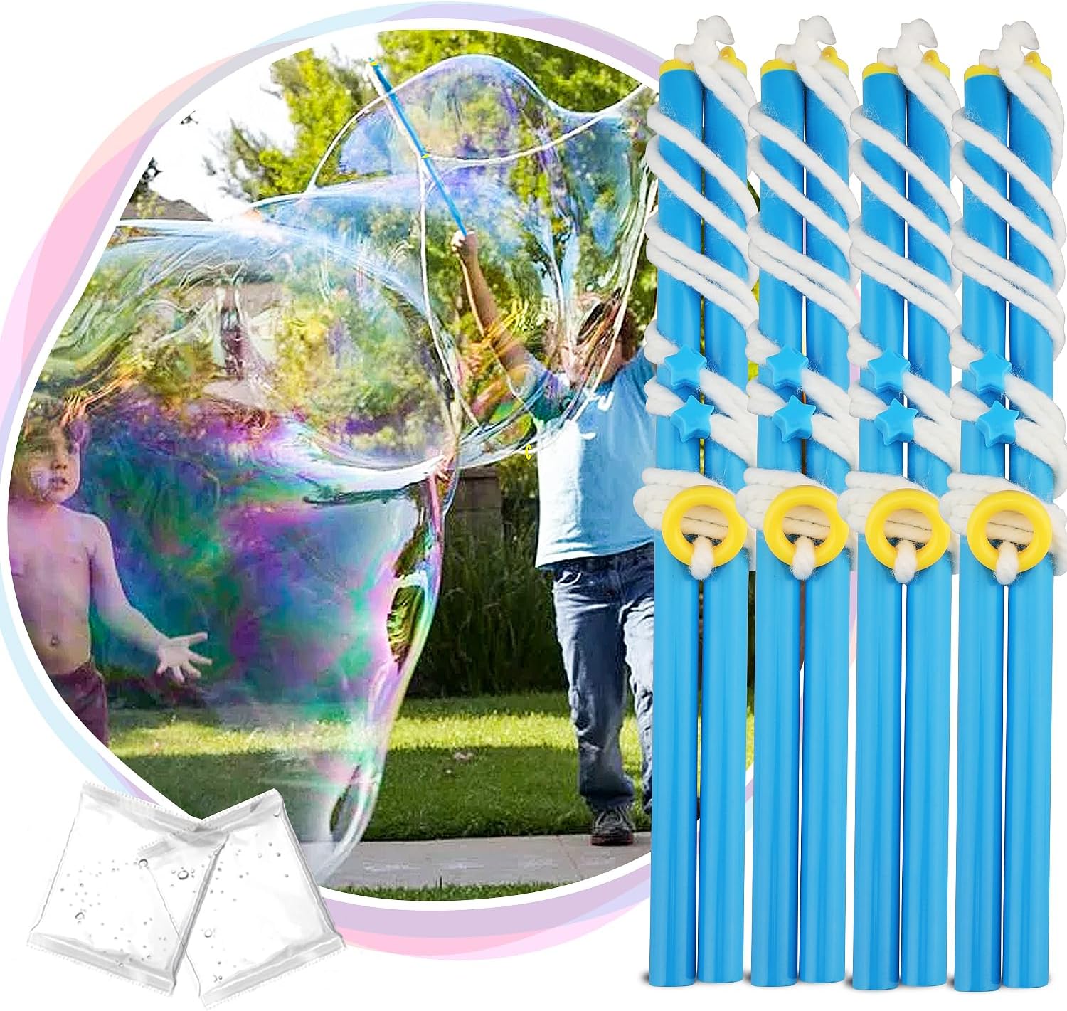 Amazon.com: TOY Life Giant Bubble Wands Bubble Maker Bubble Stick Bubble Mix Bubble Wand Kit for ...