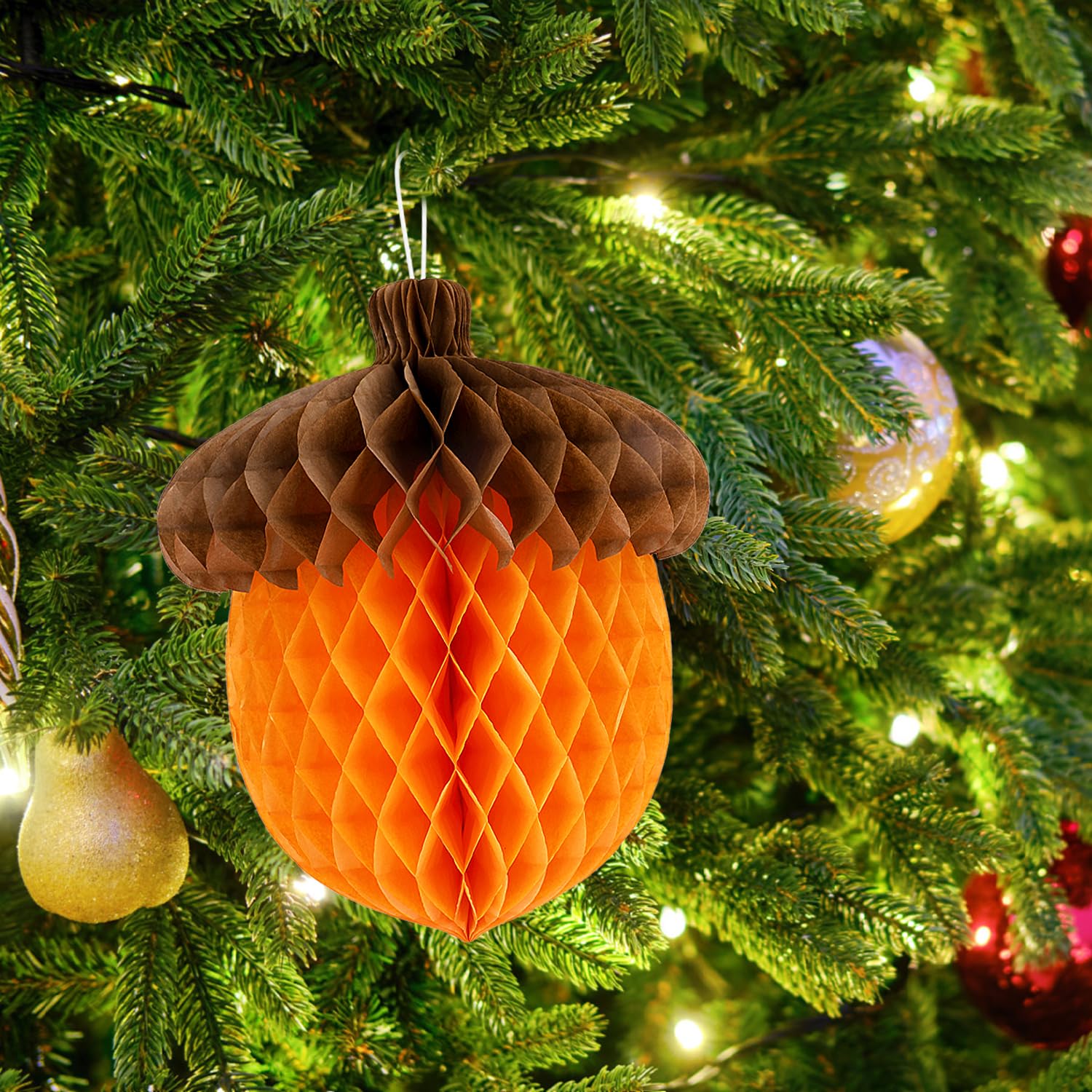 Snapklik.com : FXMHEHBB 6 Pack Fall Acorn Honeycomb Ball Decorations