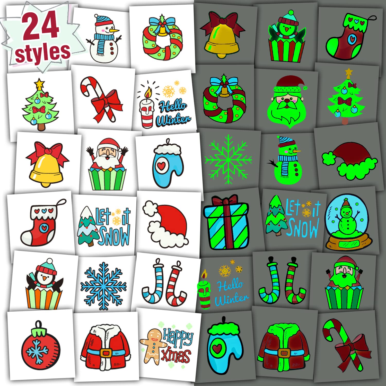 Amazon.com : Partywind Individually Wrapped Sheet Glow Christmas ...