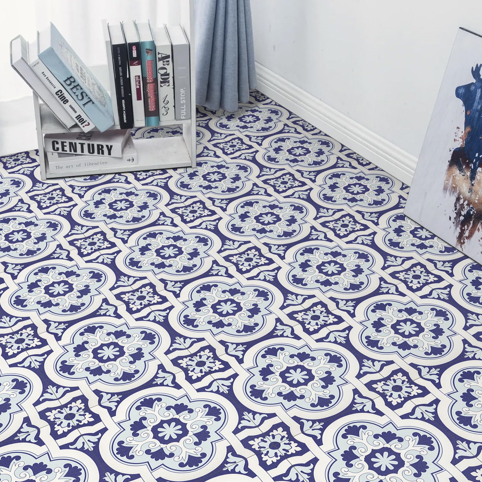 Blue Vinyl Flooring Cubes 073 Smart Vinyl Lino Flooring 4m Width
