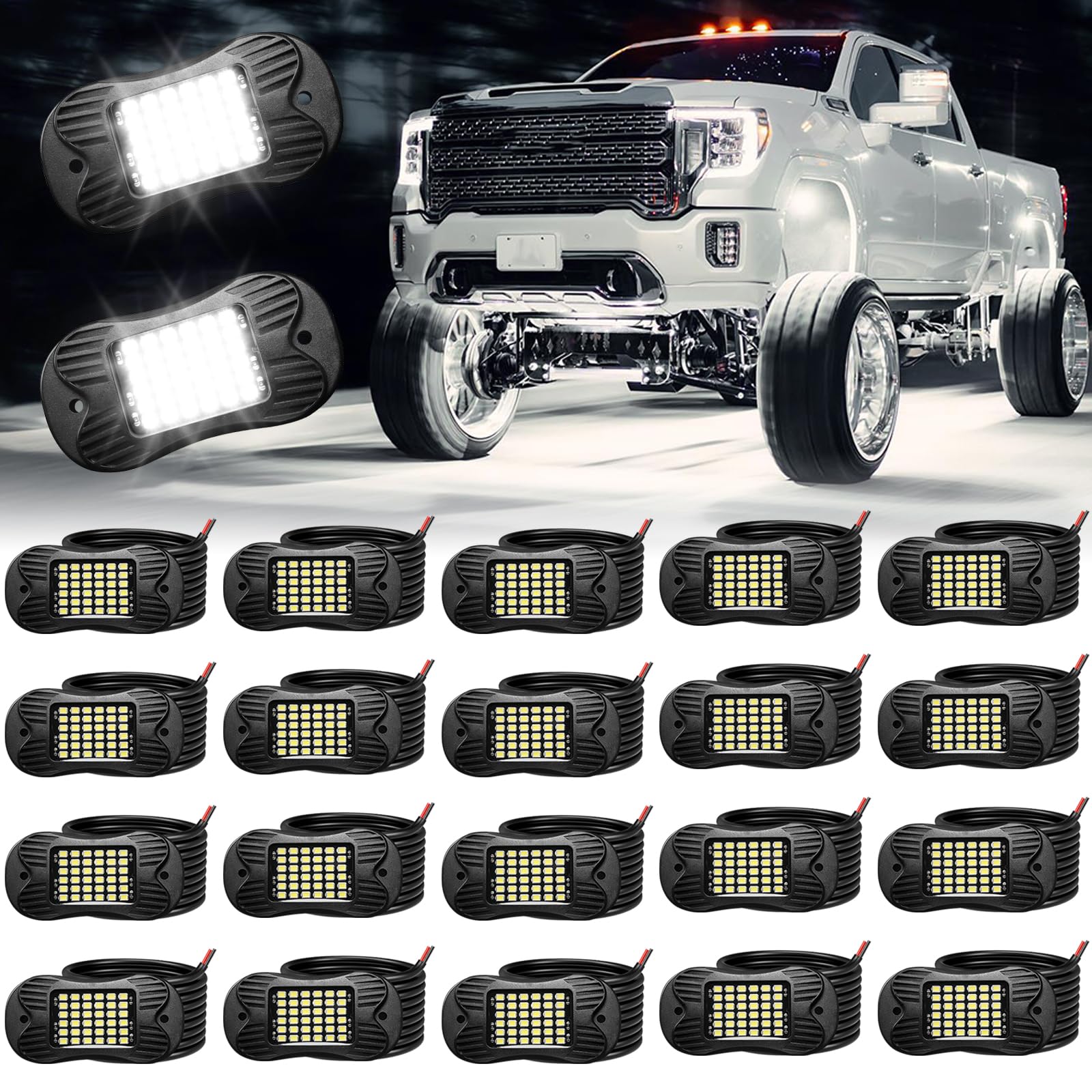 Amazon.com: SHINIGHT 20 Pods White Rock Lights 6000K Pure White Super ...