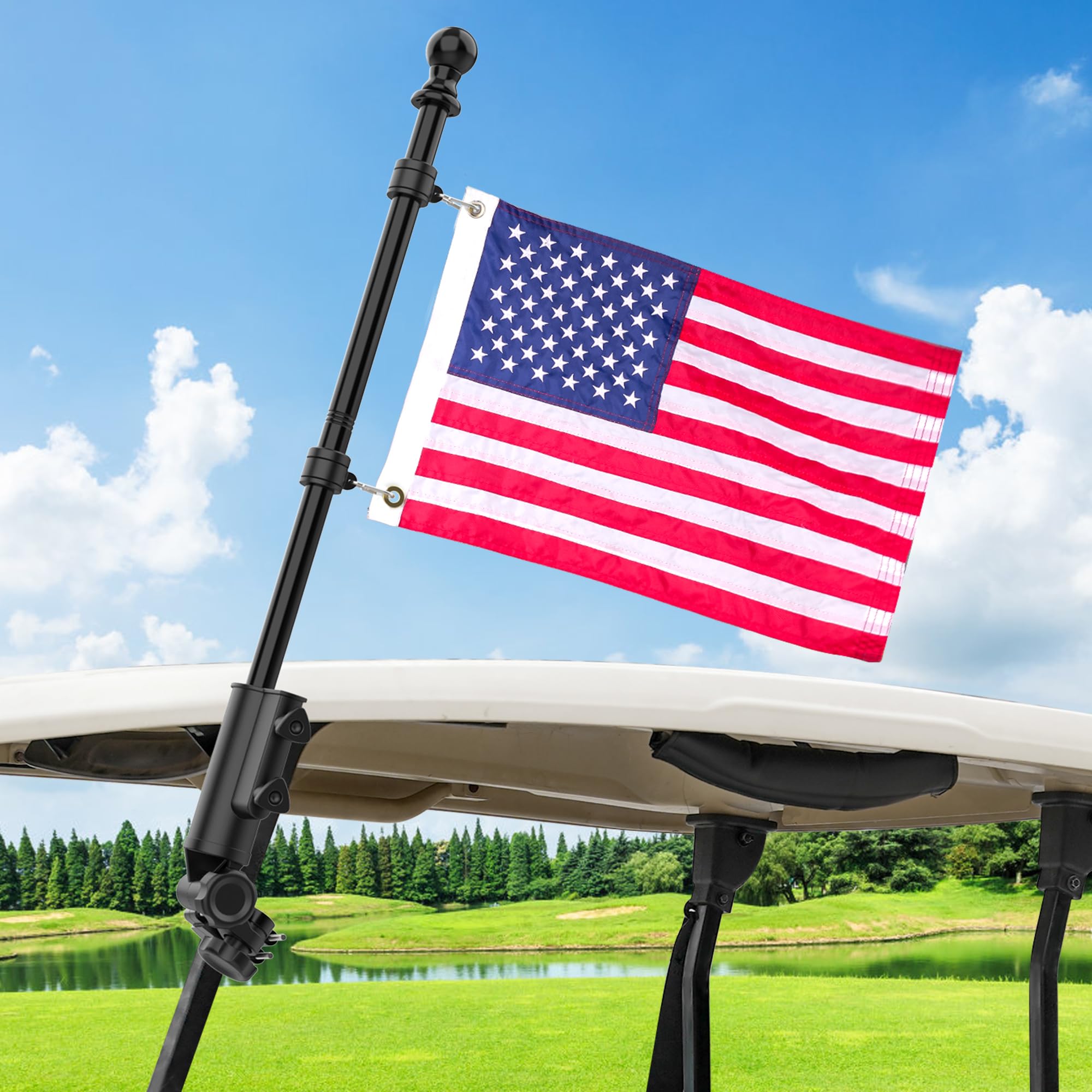 Golf Cart Flag Pole Kit and Flag Holder Mount Universal for Yamaha EZGO ...
