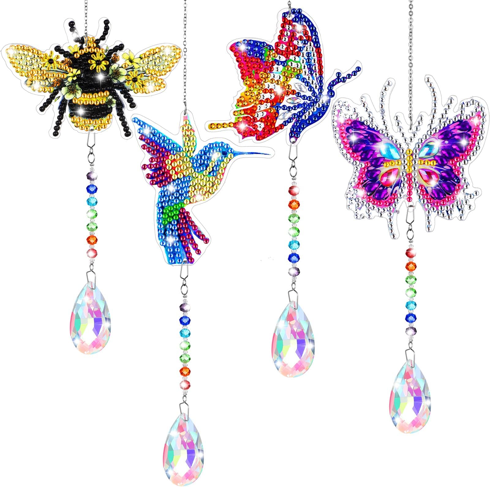 Amazon.com : 2 Packs Diamond Suncatcher Butterfly Hummingbird DIY Wind ...