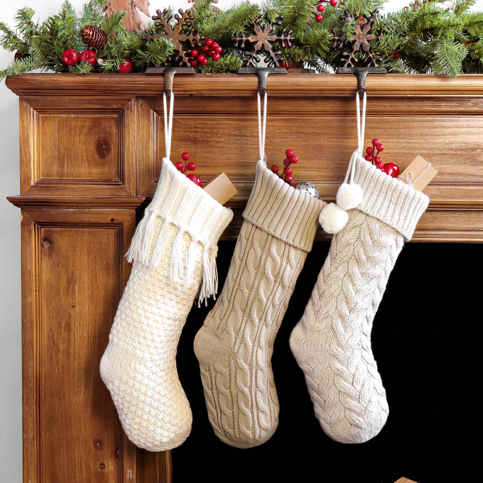 Amazon.com: LimBridge Christmas Stockings Cable Knit, 3 Pack 18 inches ...