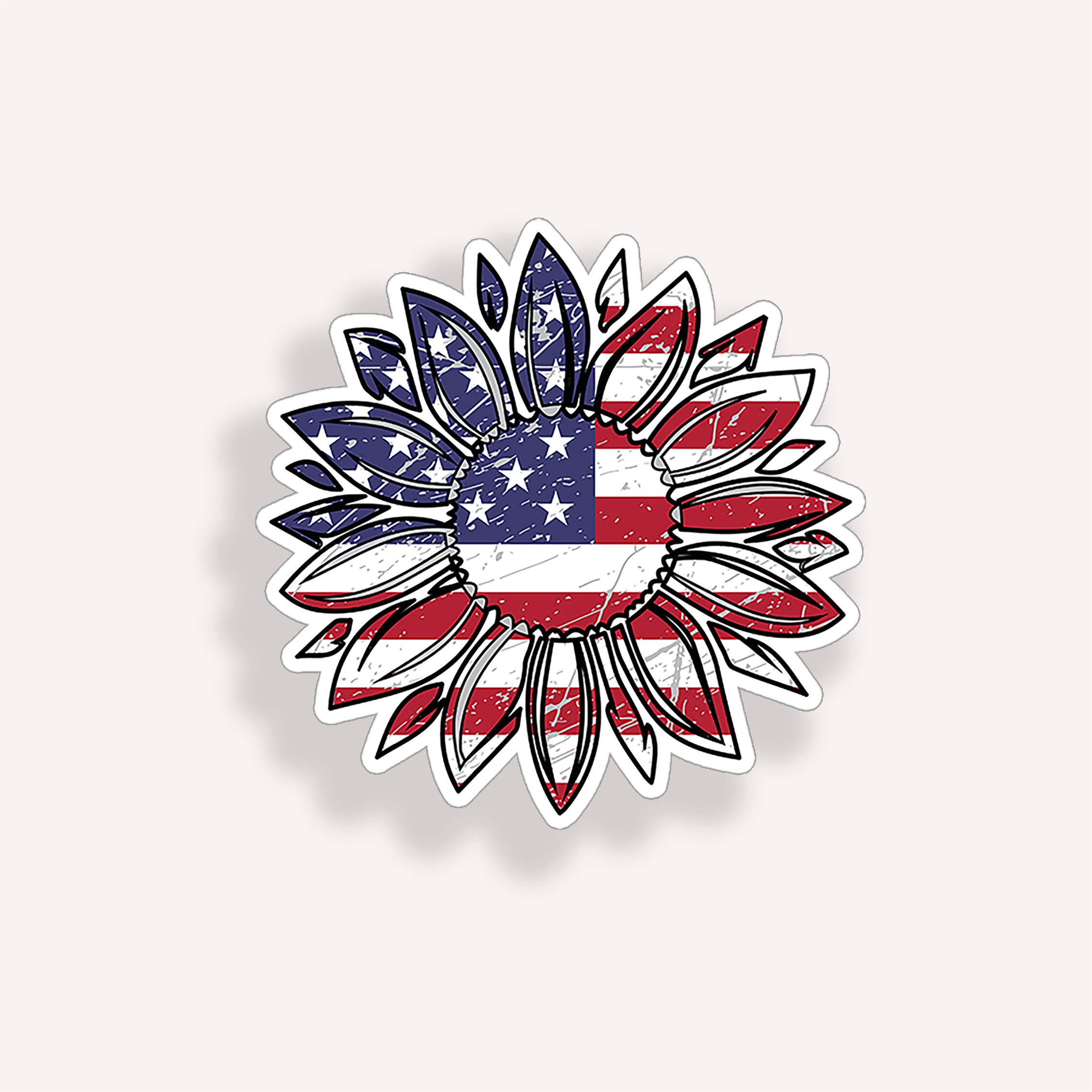 Amazon.com: USA American Flag Sunflower Sticker Cup Laptop Cooler ...