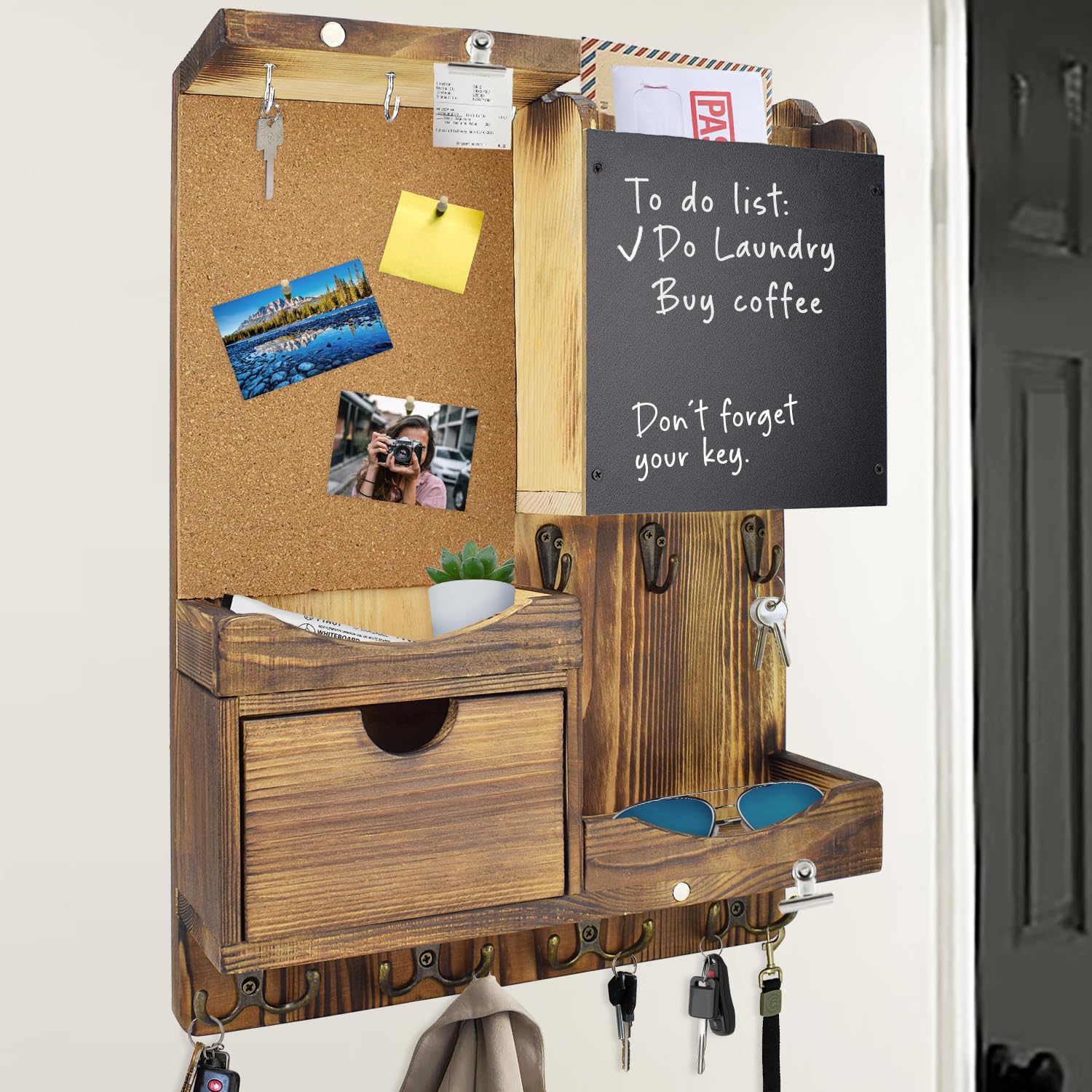 Amazon.com: HEKOOLA Key Holder Wall Mount Mail Organizer Key and Mail ...