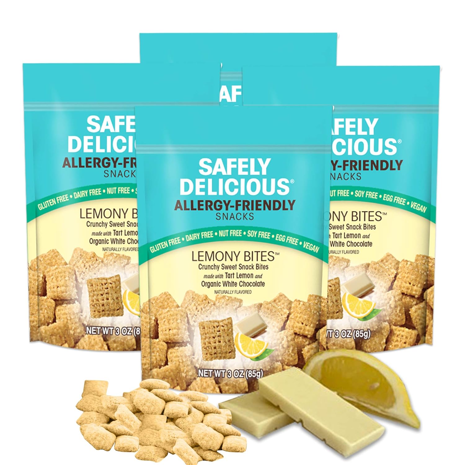 Amazon.com: Safely Delicious (4 Pack) Allergen-Free Lemony Bites (3oz ...