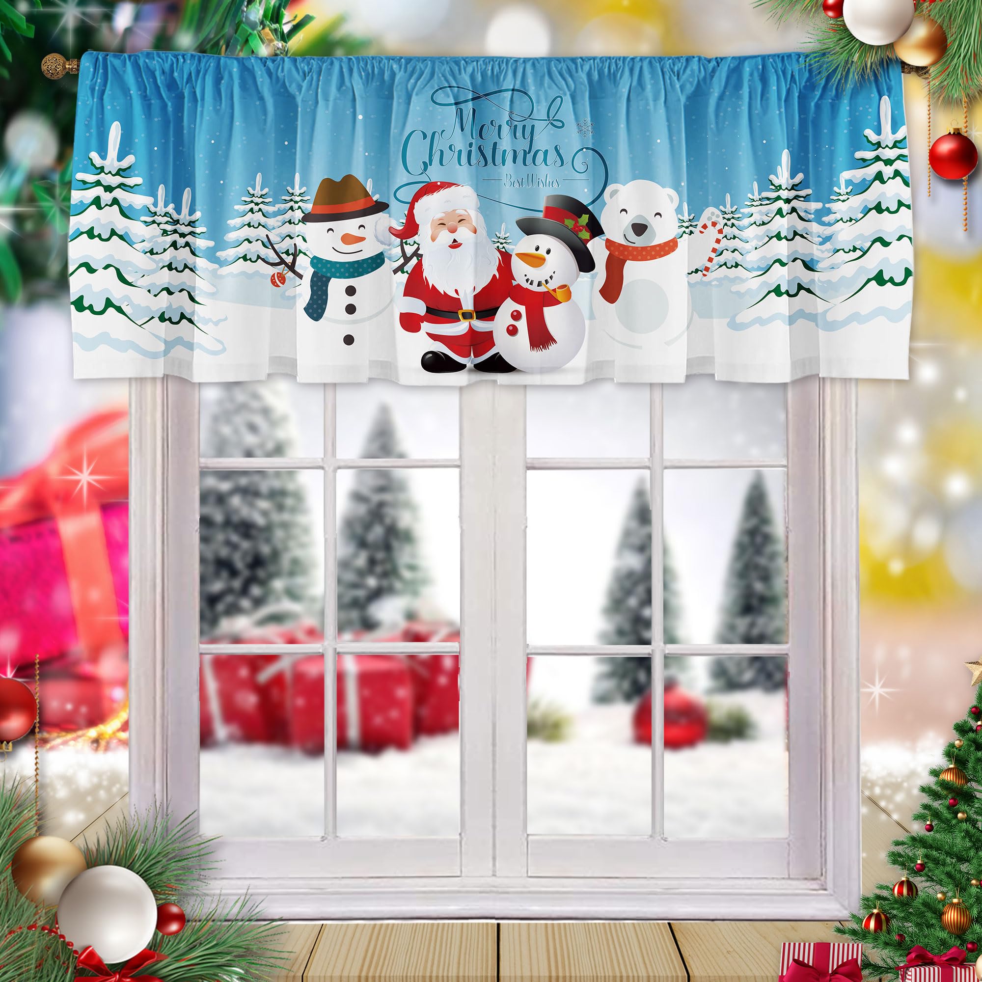 Amazon.com: SUNWISHA Christmas Curtain Valances Decoration, Suitable ...