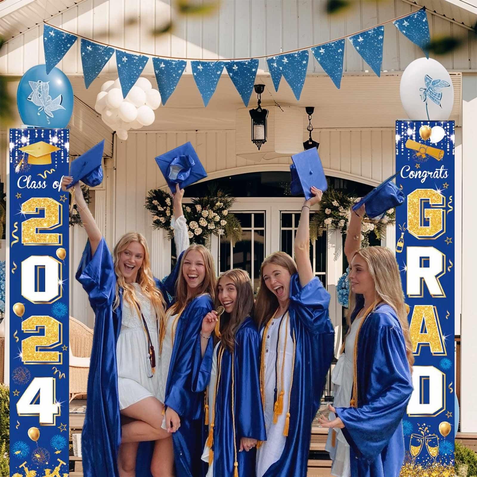 Snapklik.com : Class Of 2024 Graduation Decorations Navy Blue And Gold ...