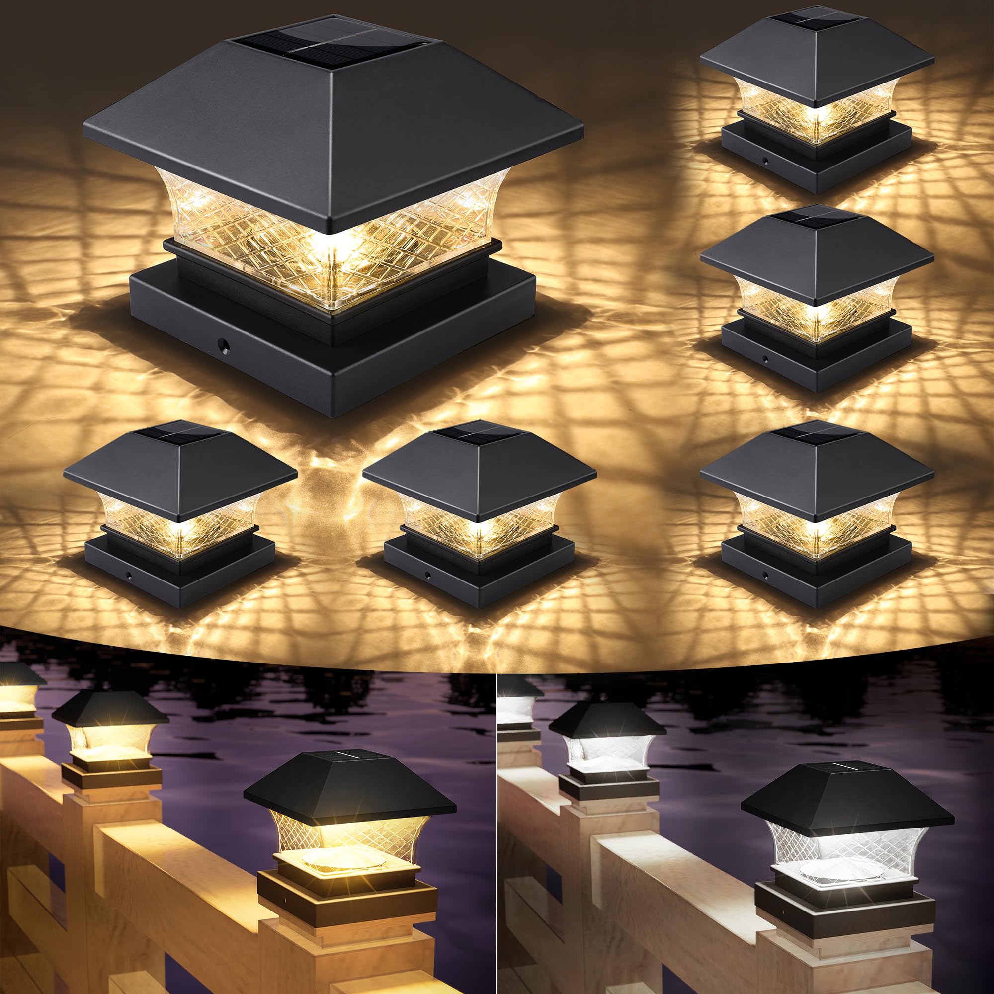 Snapklik.com : Solar Post Cap Lights, 6 Pack 2 Colors In 1 Post Fence ...