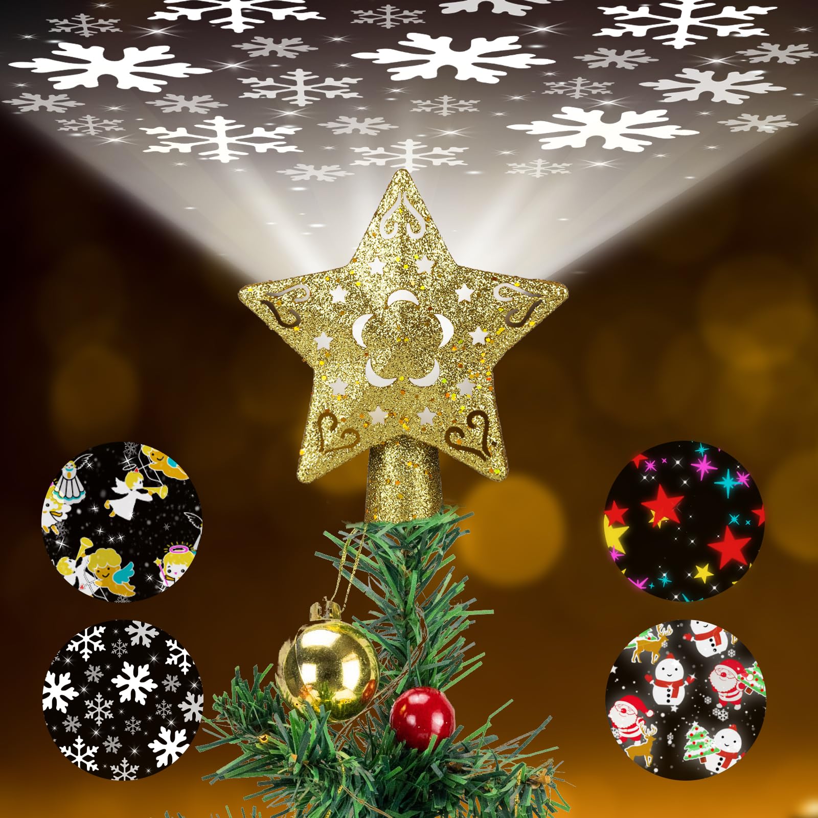 Amazon.com: Christmas Tree Topper Lighted Star with 4 Pattern ...