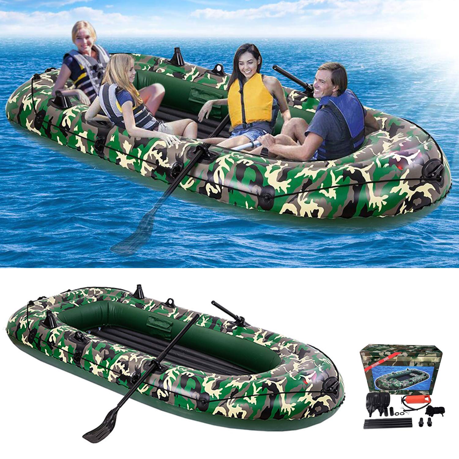EPROSMIN Inflatable Boat Kayak for Adult - 9Ft Raft Inflatable Kayak-4 ...