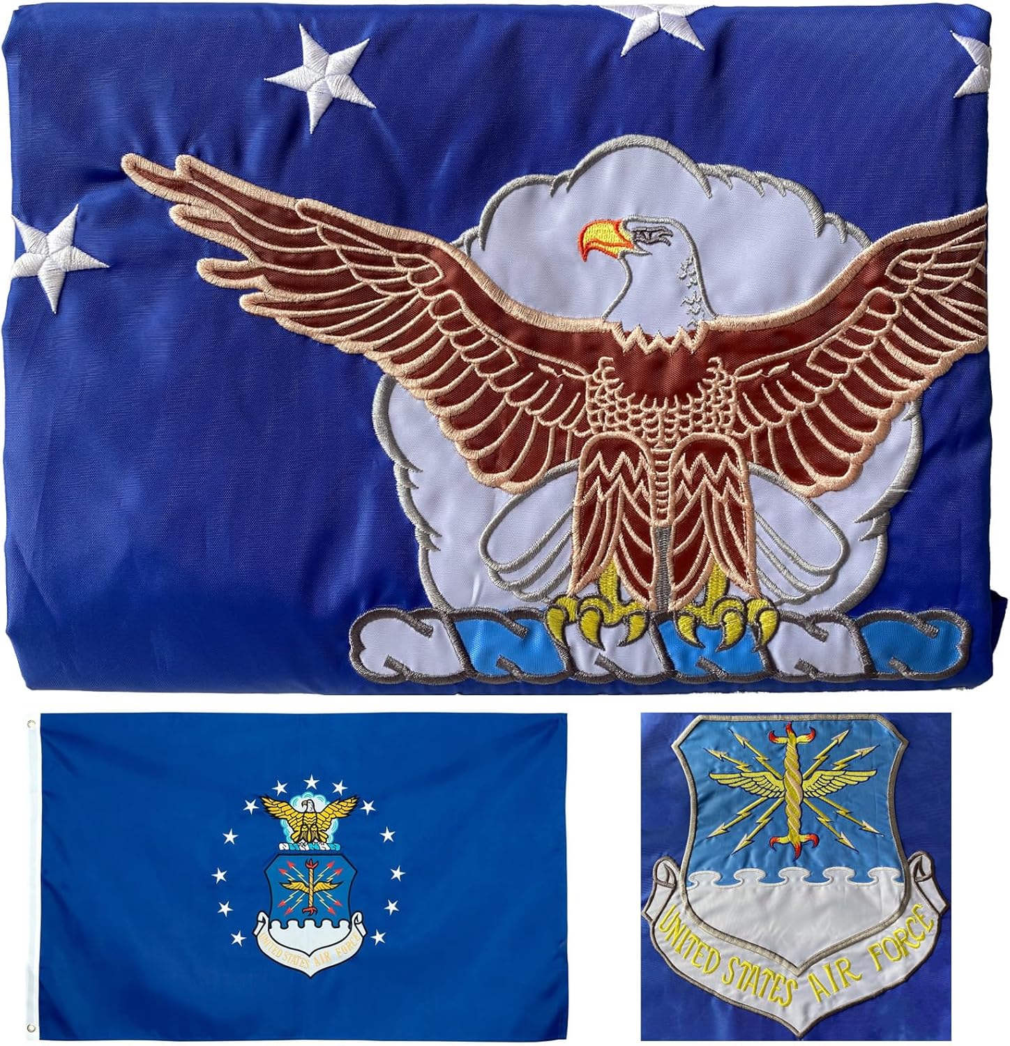 Amazon.com : Embroidered US Air Force USAF Flag 3x5 Double Sided- 3Ply ...