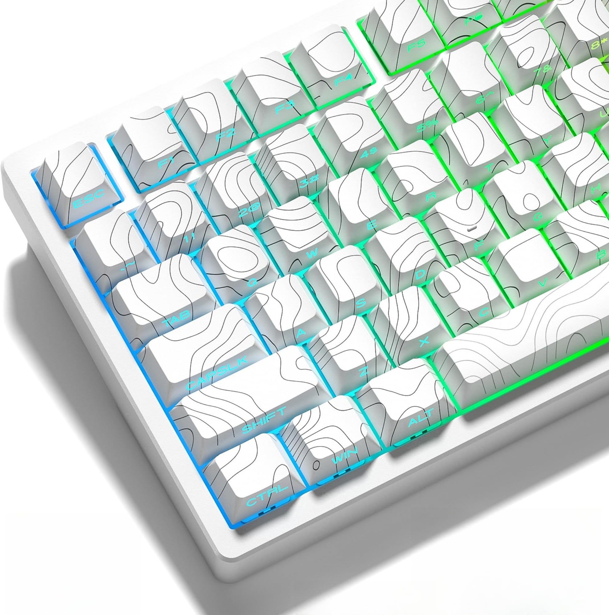Amazon.com: dagaladoo White Topographic keycaps Line Backlit keycaps ...