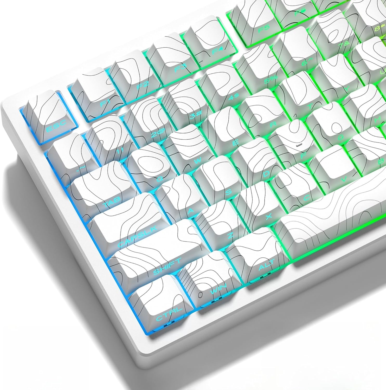 Amazon.com: dagaladoo White Topographic keycaps Double Shot PBT keycaps ...