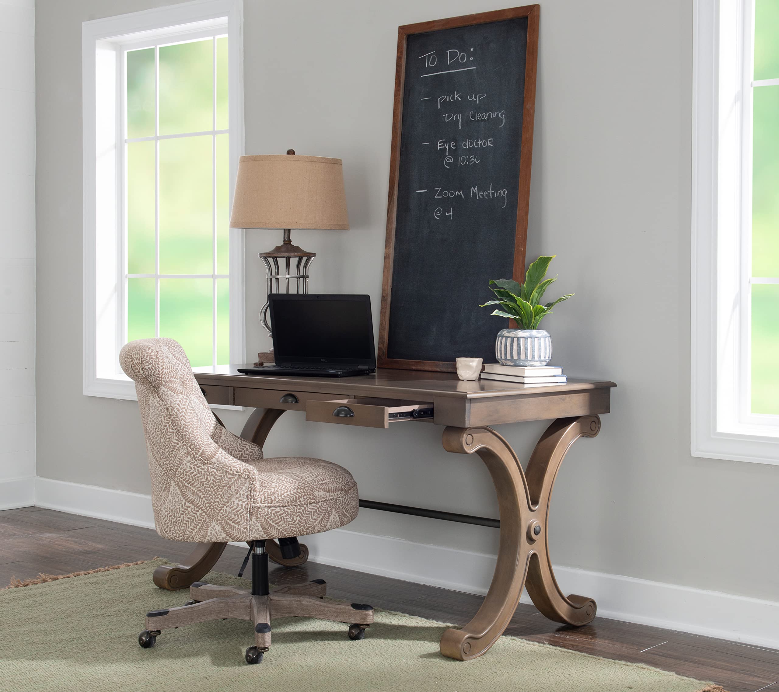 Powell Company Three Drawer Grey Powell Flagler Desk, 56.25”W x 28.5”D ...