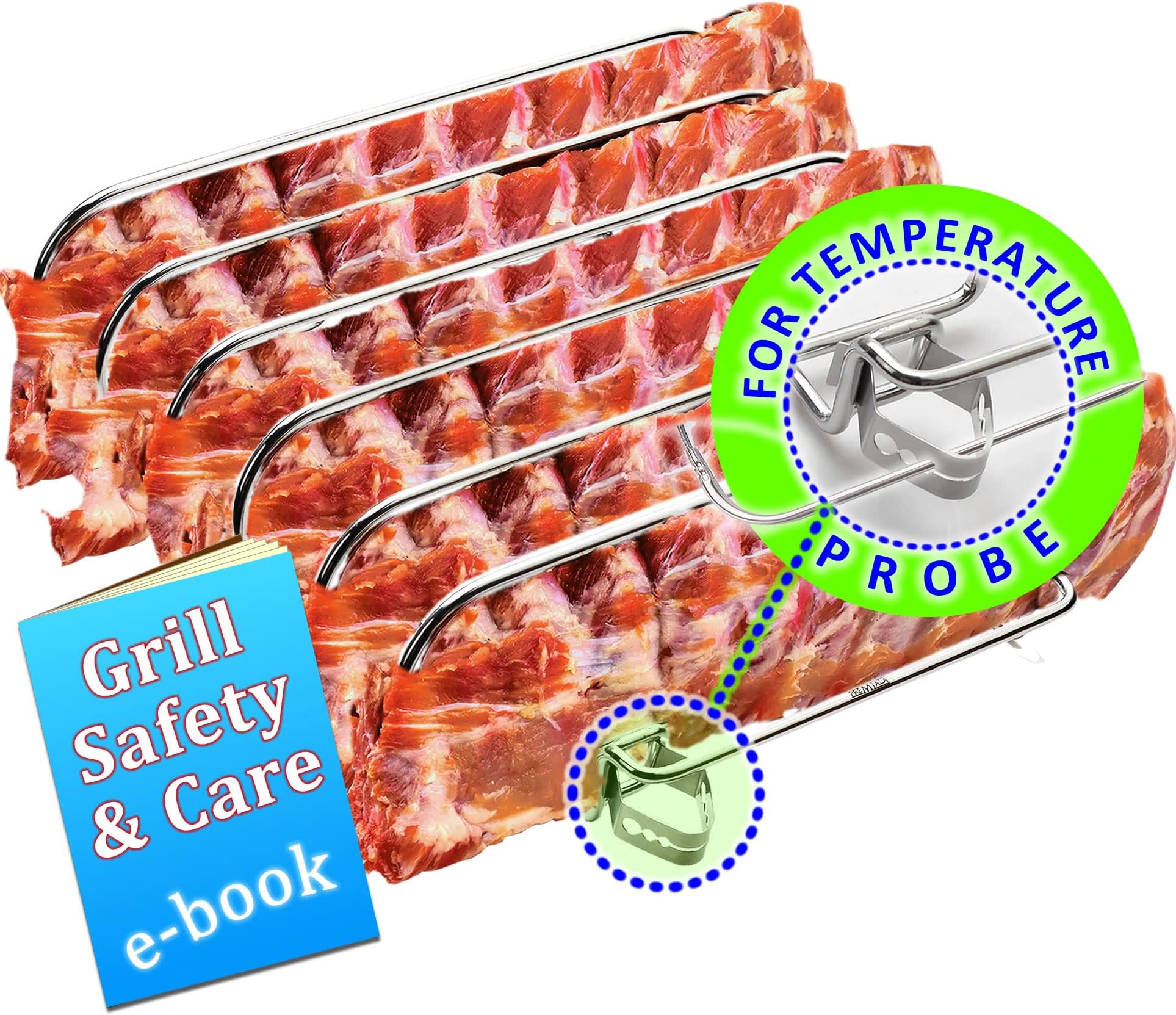 Amazon.com : 3-in-1 Rib Rack for Smoking & Chicken Leg Rack for Grill ...