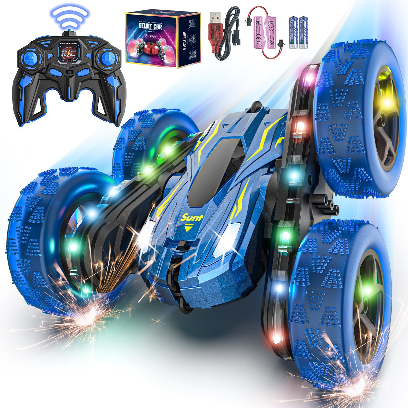 Amazon.com: QMUNST Remote Control Car, Rc Cars with Flowing Lights ...
