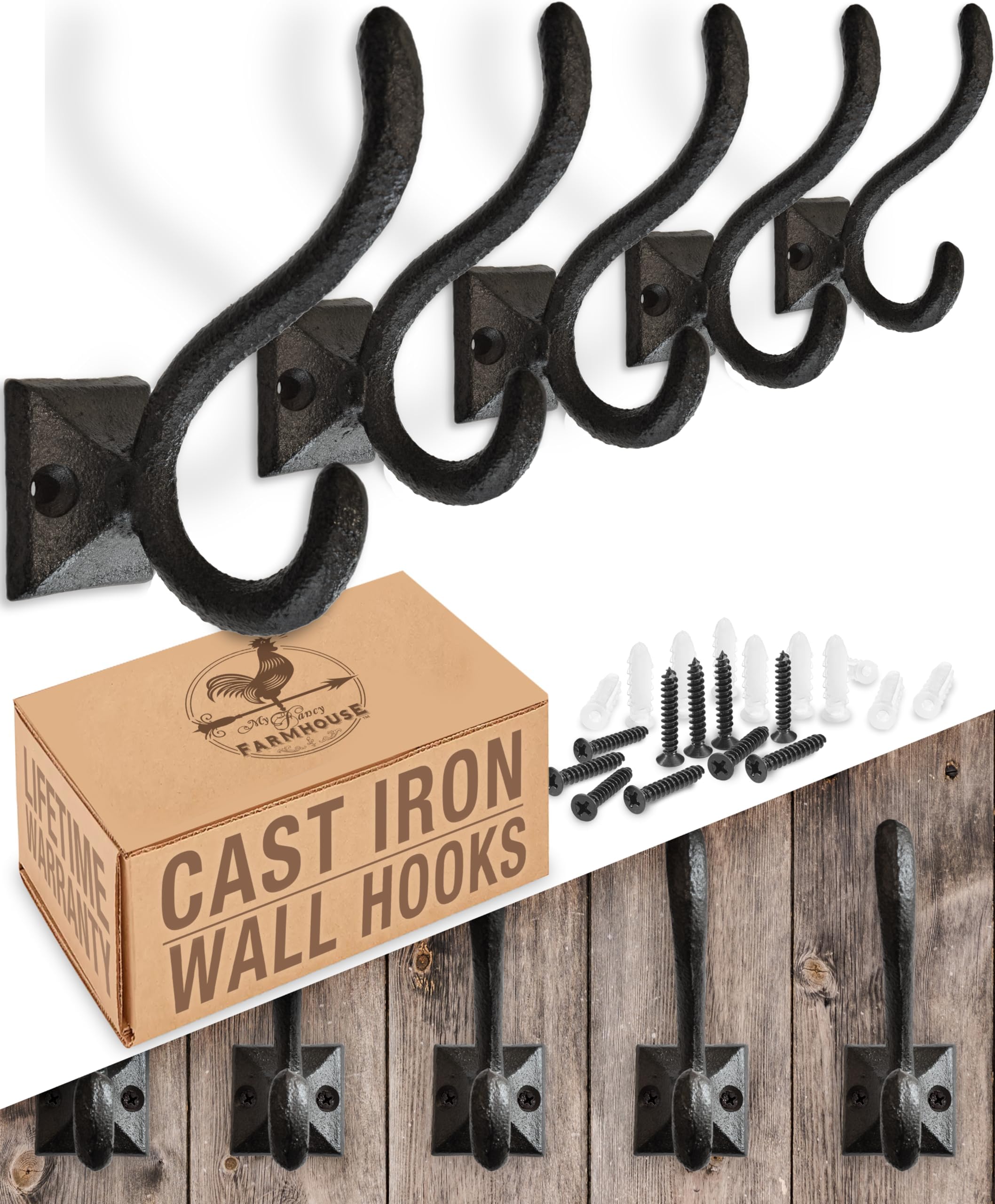 Amazon.com: Hajoyful Rustic Entryway Hooks-12 Pack Farmhouse Hooks with ...