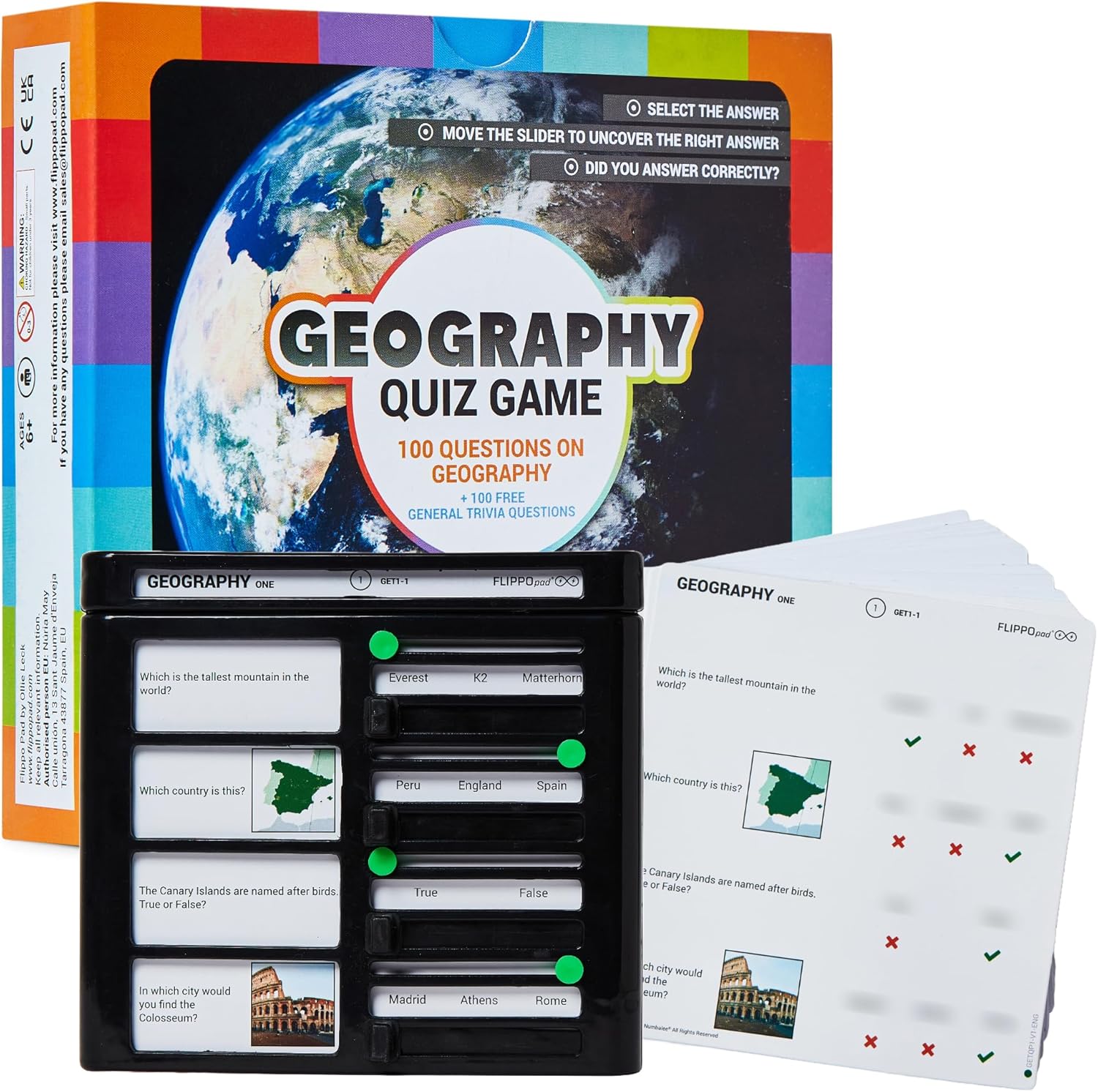 Amazon.com: Flippo pad Quiz Device Game - Geography Trivia Quiz Game ...