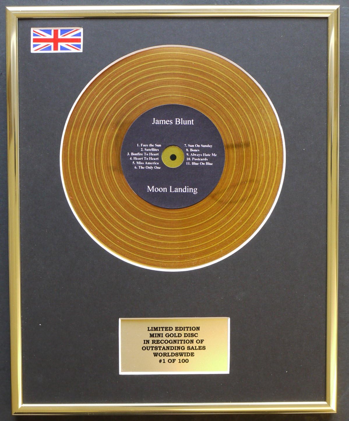Limited Edition mini gold disc Display JAMES BLUNT/MINI GOLD DISC ...
