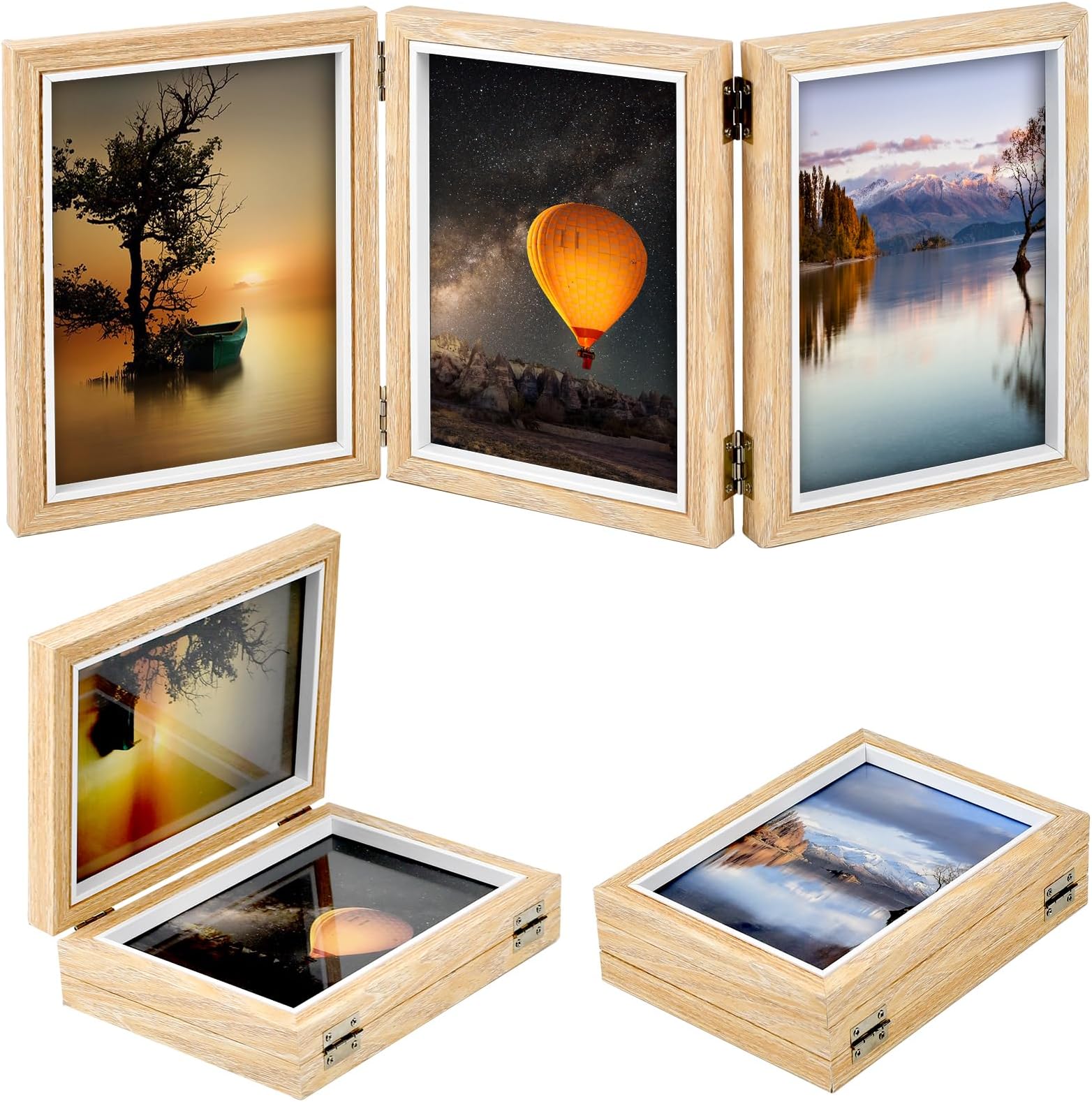 Amazon.com - HOMEPIC 5x7 Triple Picture Frames Hinged 3 Photos Frame ...