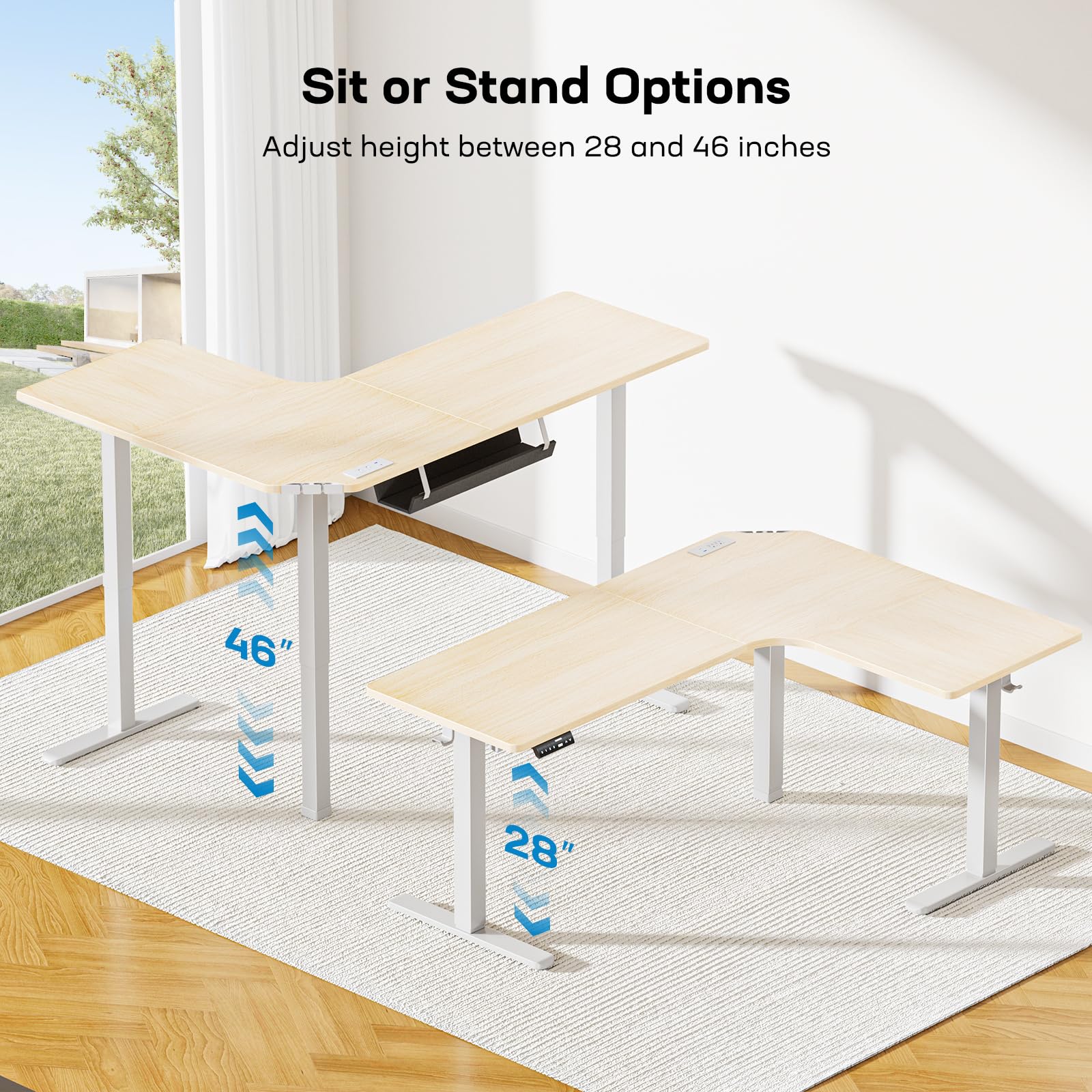 Snapklik.com : HUANUO 63 Dual Motor L-Shaped Standing Desk, Built-in ...
