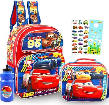Amazon.com: Disney Pixar Cars Backpack with Lunch Box for Kids - Bundle ...