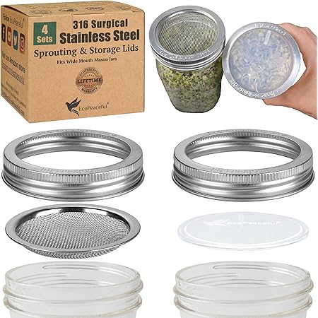 Amazon.com: Sprouting Lids 316 Stainless Steel Mesh Lid Sprouting ...