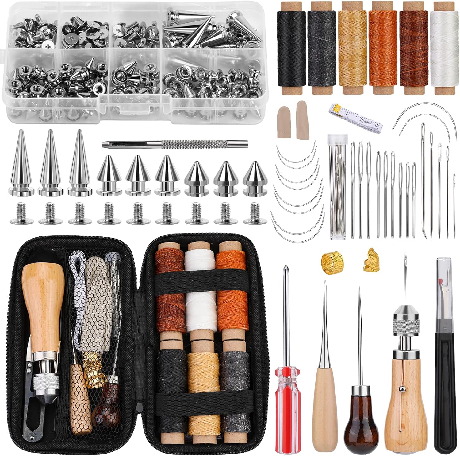 Amazon.com: QMNNMA 40pcs Sewing Awl Kit with Bag, 180 Pieces Multiple ...