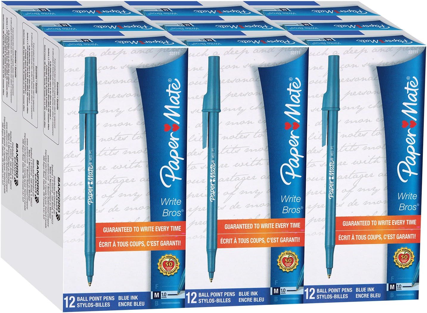 Amazon.com : Paper Mate Write Bros Stick Ball Point Pens, 1.0mm, Medium ...