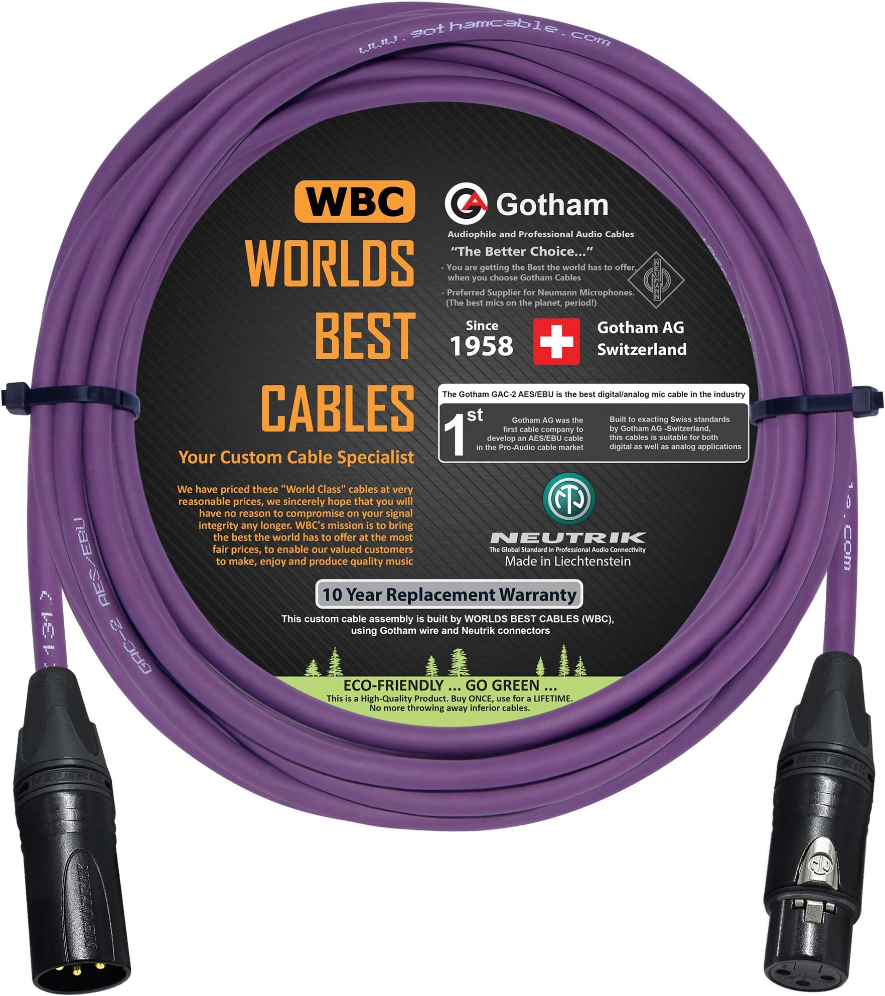 Amazon.com: 10 Foot - Gotham GAC-2 AES/EBU (Purple) - Low-Loss, 2xCore ...