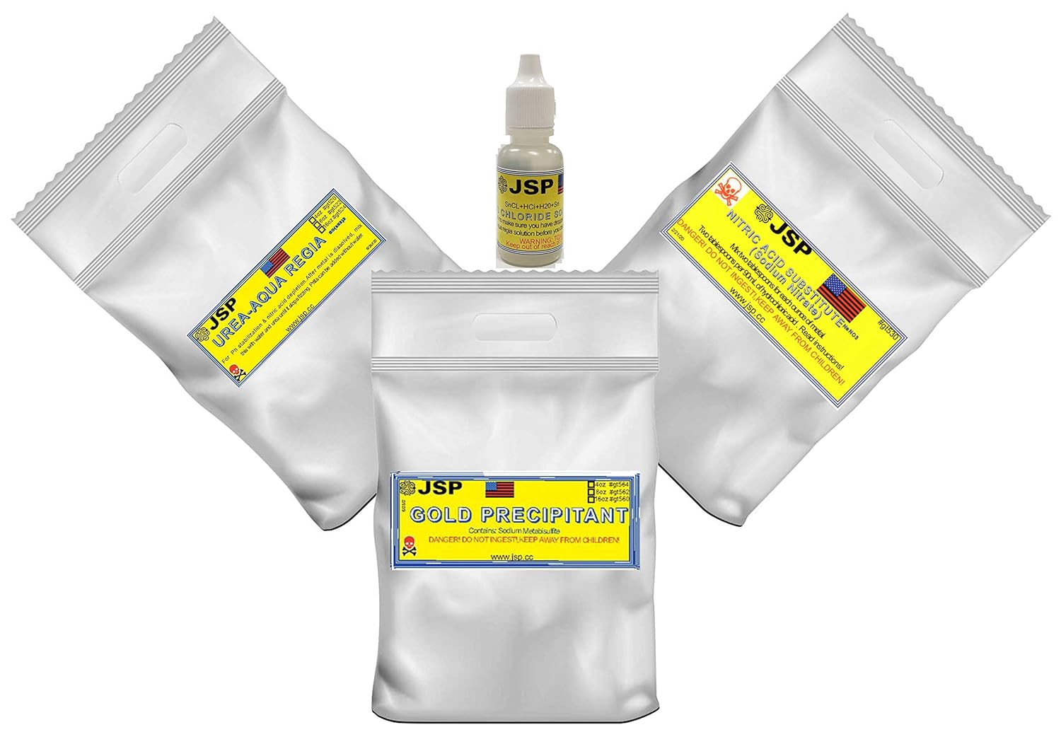 Aqua regia Gold Refining Supply kit, 3X 1/2lb Bags +Stannous Chloride ...