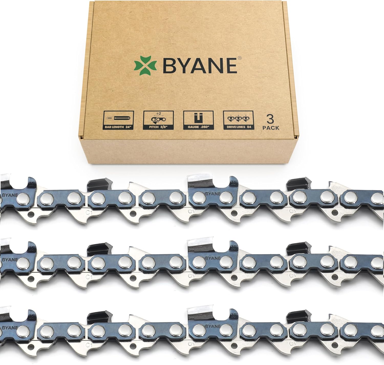 Amazon.com: BYANE 24 Inch Chainsaw Chain, 3/8" Pitch, 050" Gauge, 84 ...