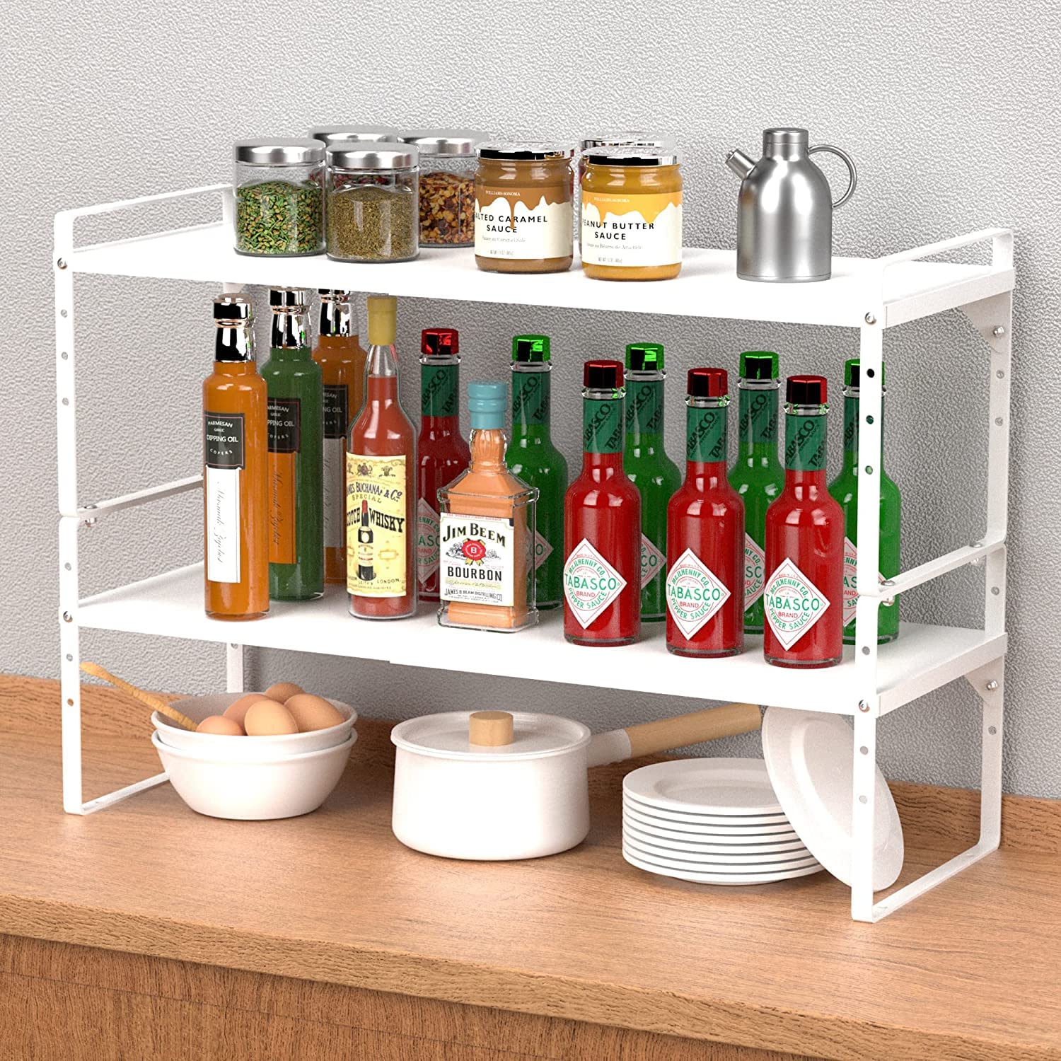 Snapklik.com : Expandable Cabinet Shelf Organizers 2 Pack, Stackable ...