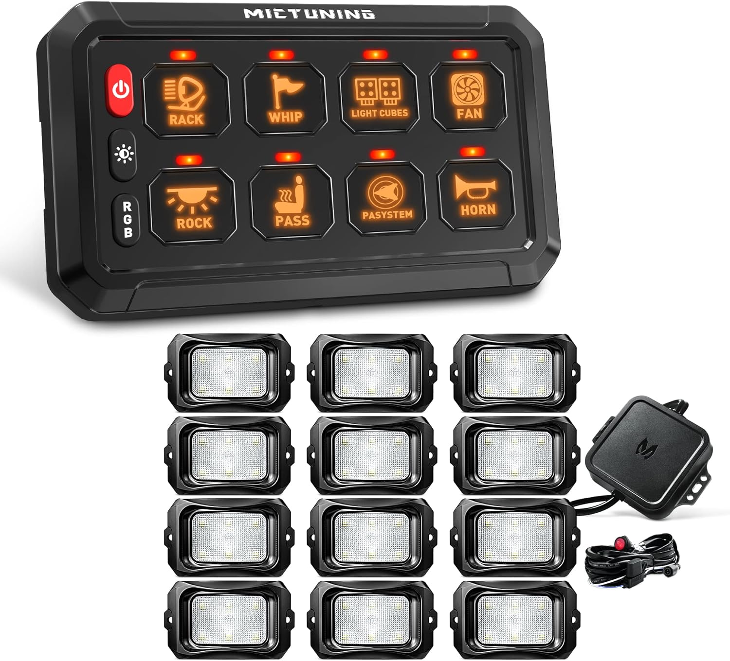 Amazon.com: MICTUNING C2 Curved RGBW LED Rock Lights - 12 Pods & 2nd ...