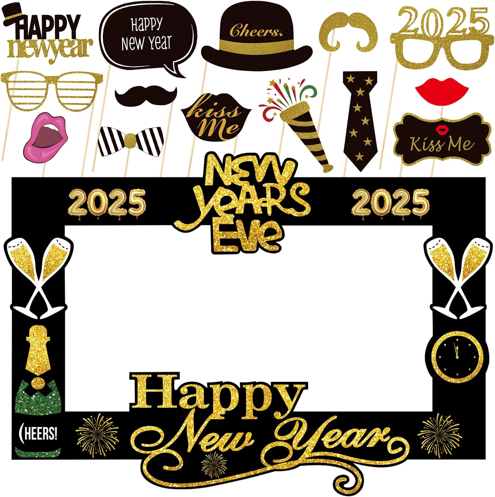 Amazon.com: 2025 New Years Photo Booth Props,New Years Eve Party ...