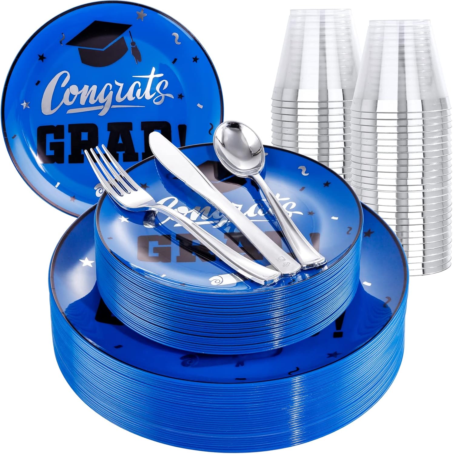 Amazon.com: LIYH 120pcs Graduation Plastic Dinnerware Sets,Graduation ...