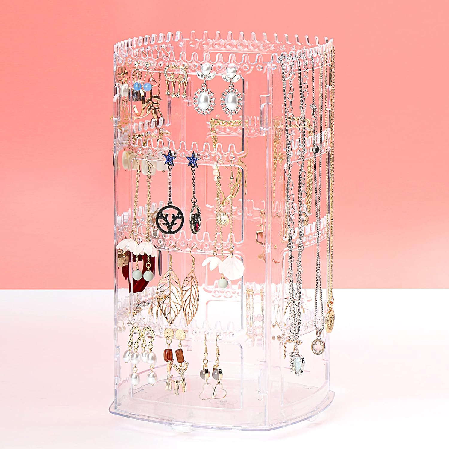Amazon.com: 17Dec 360 Rotating Earring Holder Organizer,Acrylic Jewelry ...