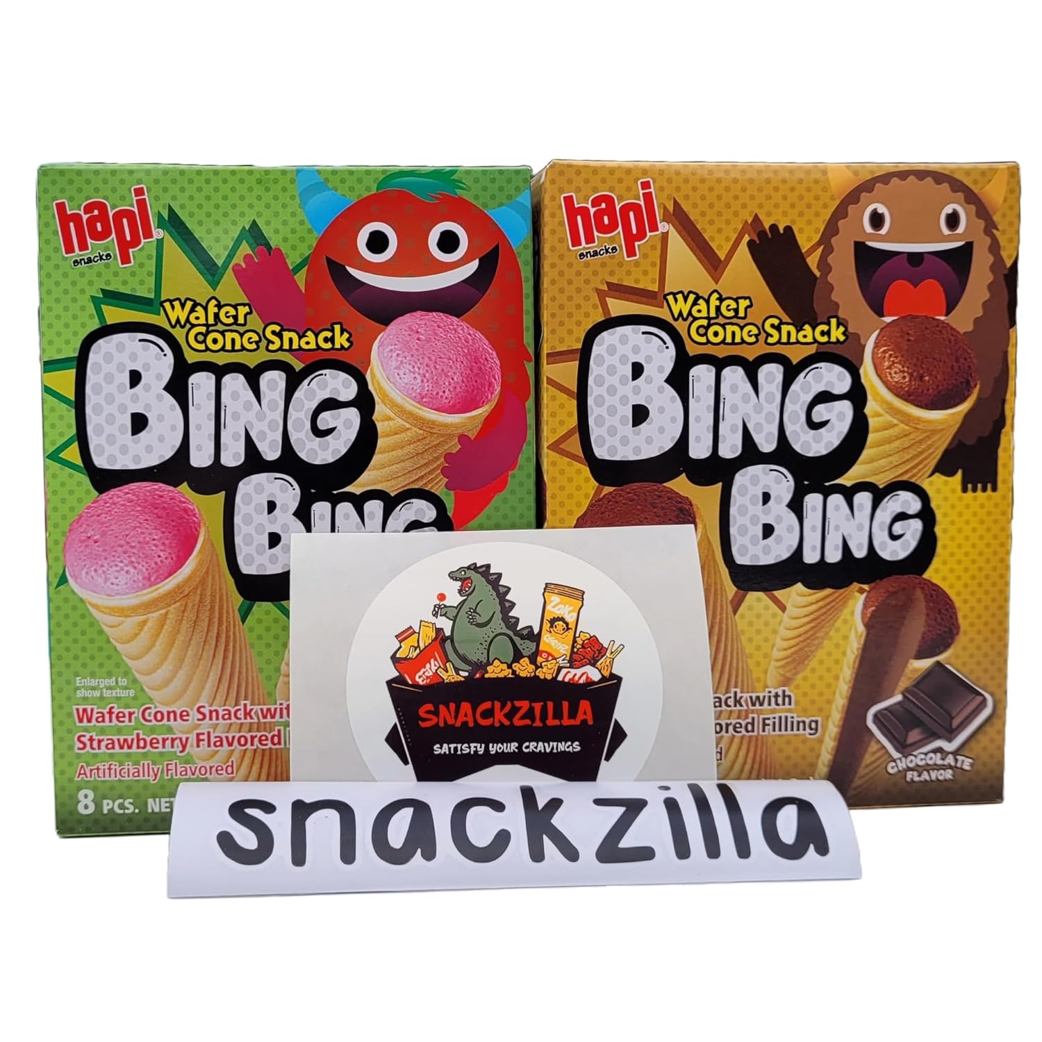 Amazon.com : Snackzilla Hapi Bing Bing Wafer Cone Snack Bundle ...